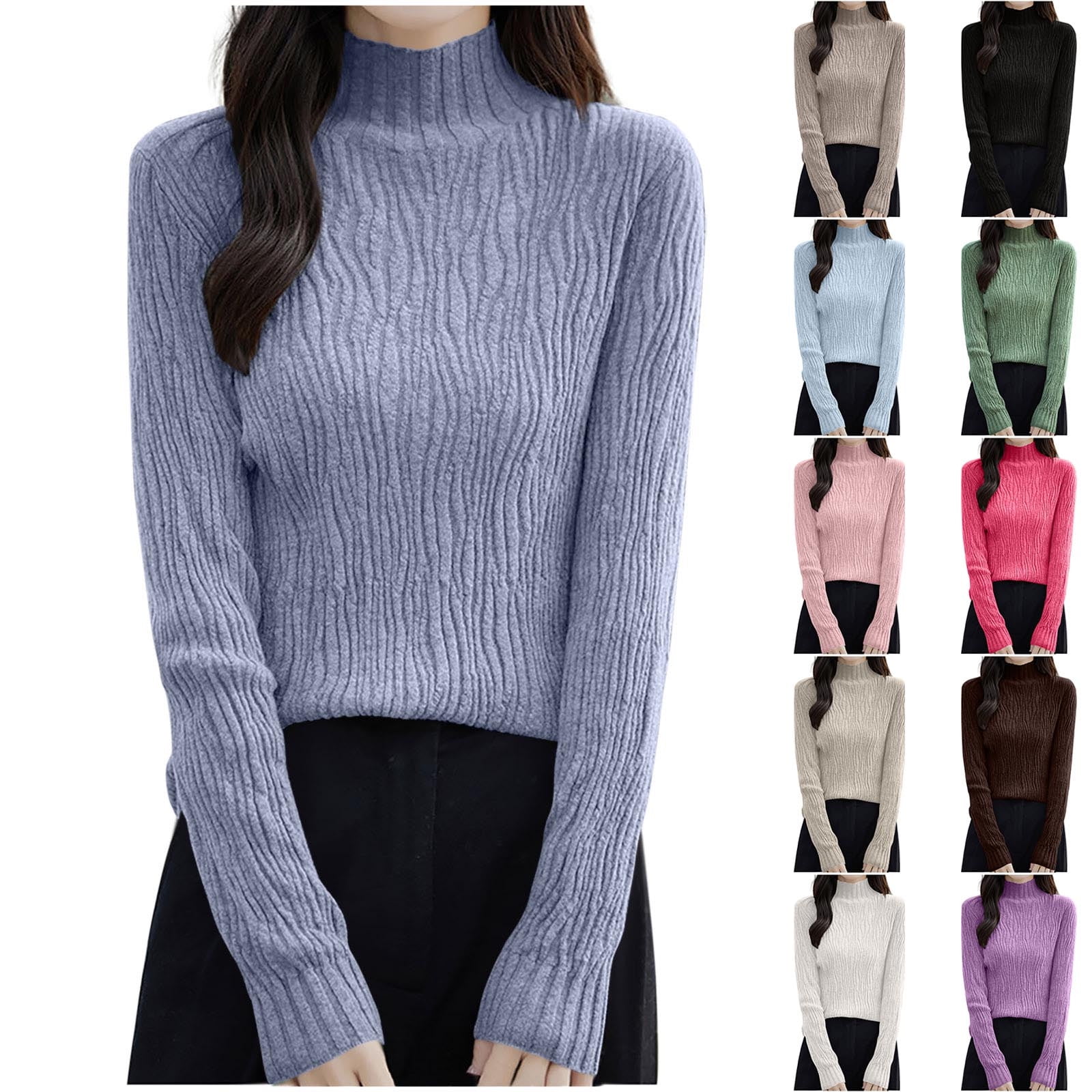 HVOBTTY Women's Long Sleeved Turtleneck Sweaters, Sweaters for Women ...