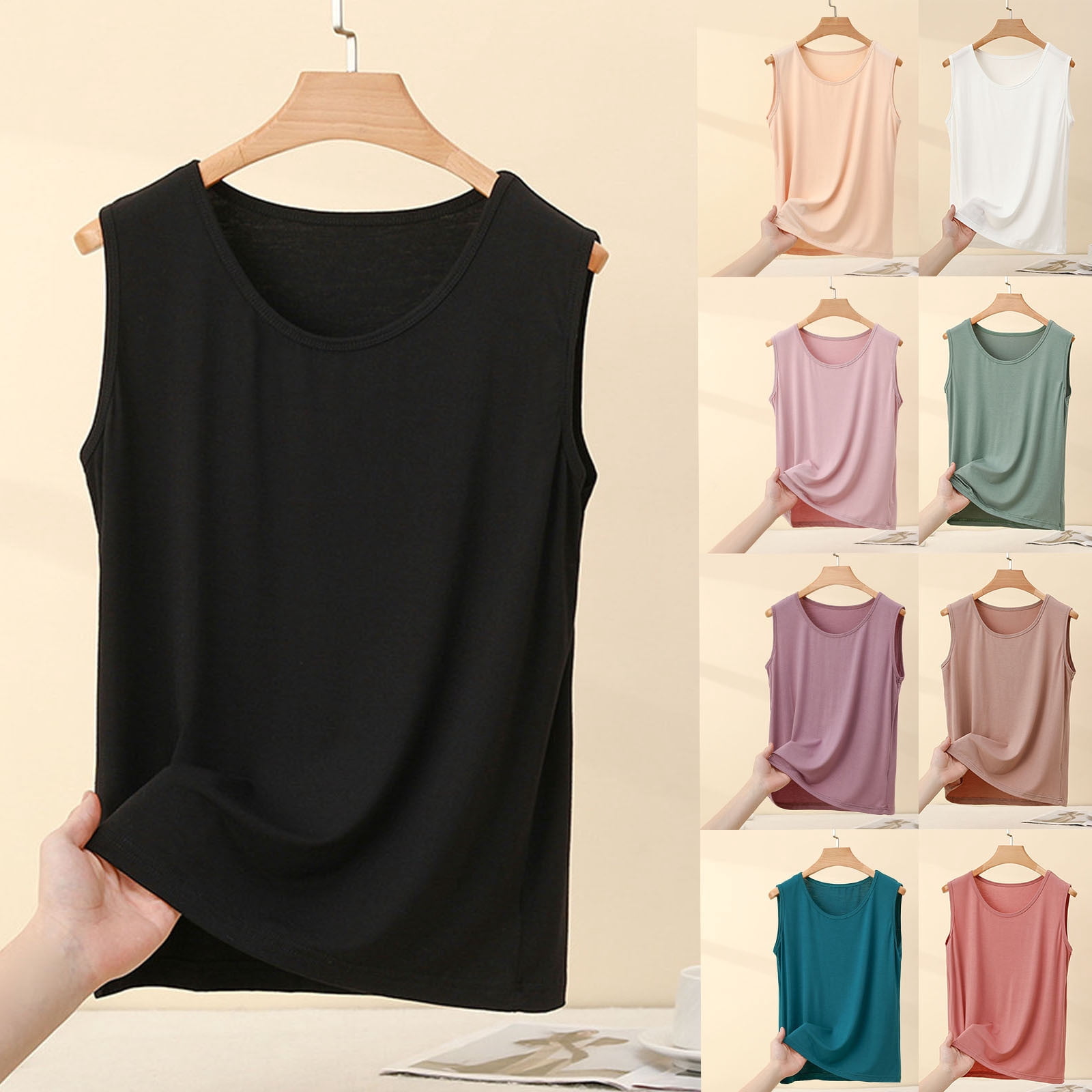 HVOBTTY Women's Sleeveless Pajama Top, Pajama Top for Women Plus Size ...