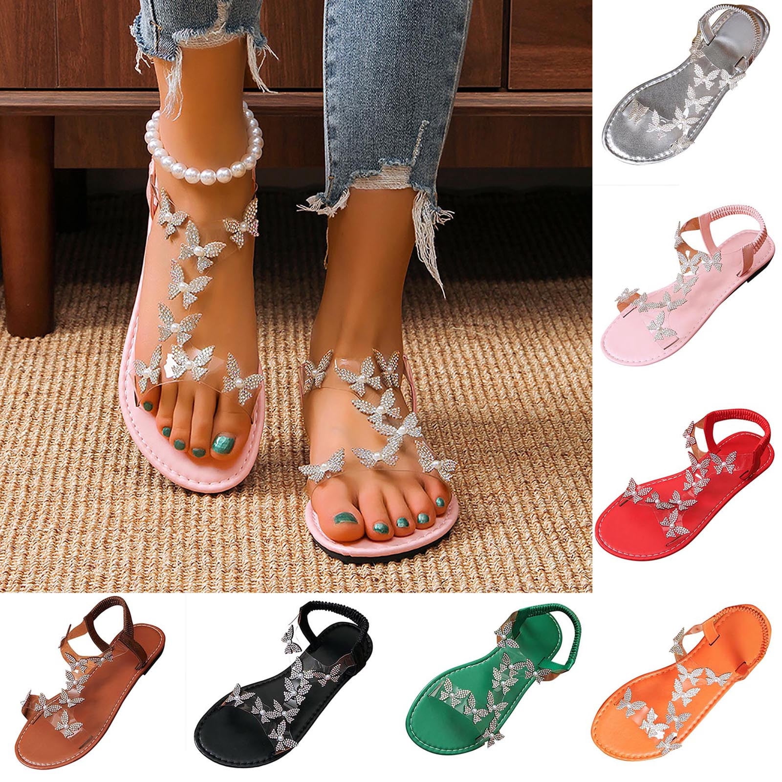 HVOBTTY Women's Summer Fashion Casual Peep Toe Thick Sole On Round Toe ...