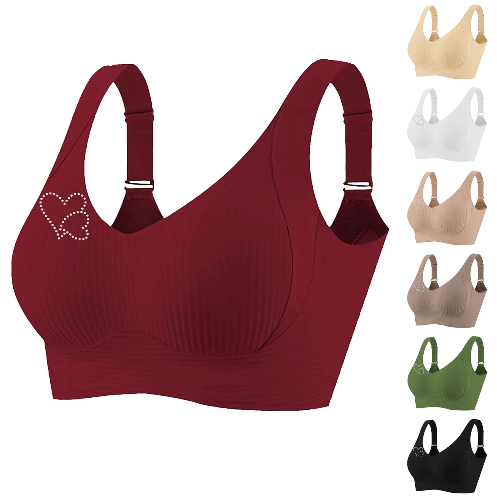 HVOBTTY Womens Casual Sport Bra, Plus Size Bra for Women, Women's Soft ...