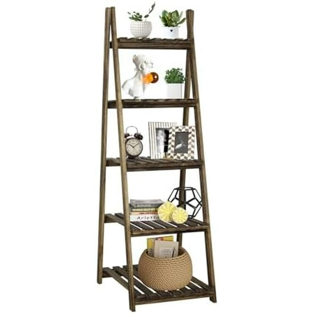 HVSDIMO 3 Tier Ladder Plant Ladder Shelves Ladder Bookshelf，Wood Rustic ...