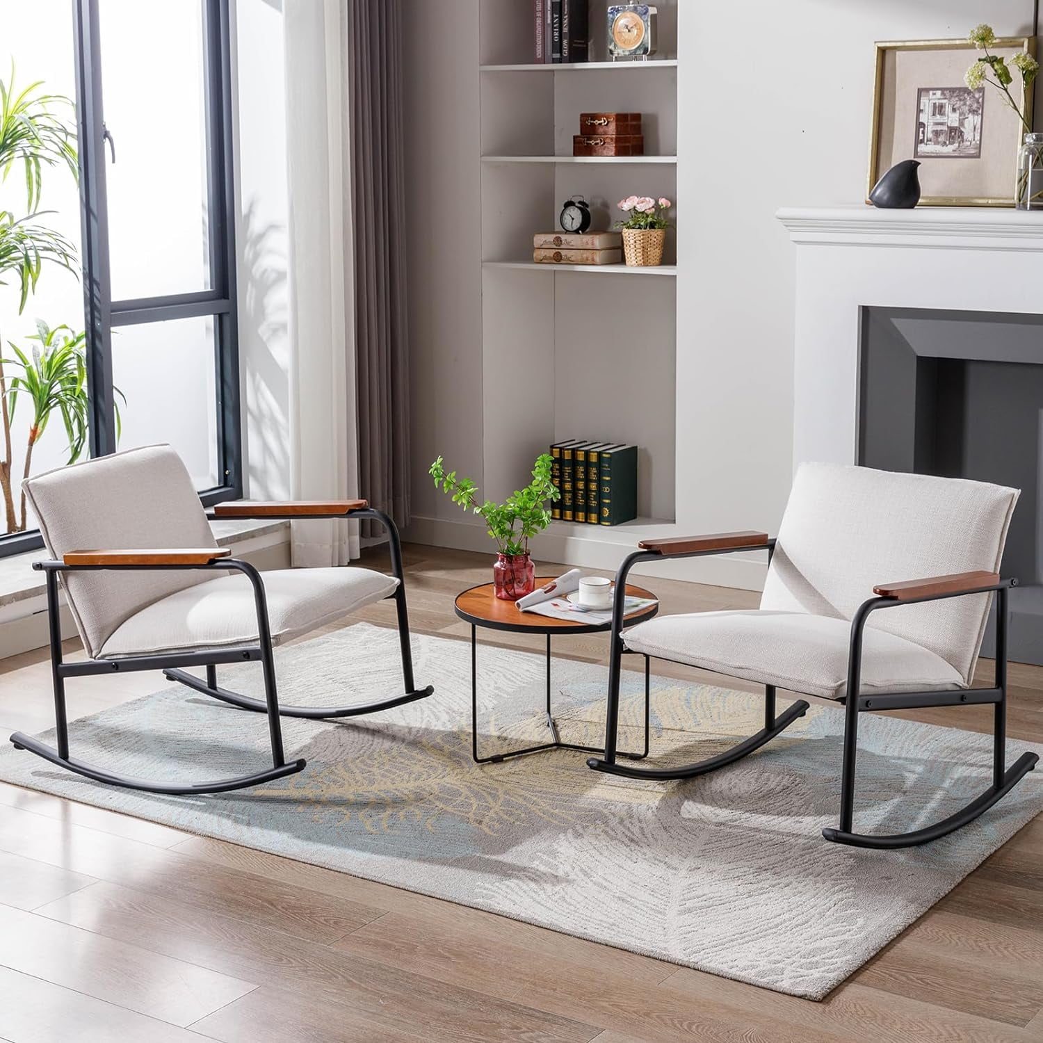 HVSDIMO Mid-Century Chair Sherpa Upholstered Living Room Corner Chair ...