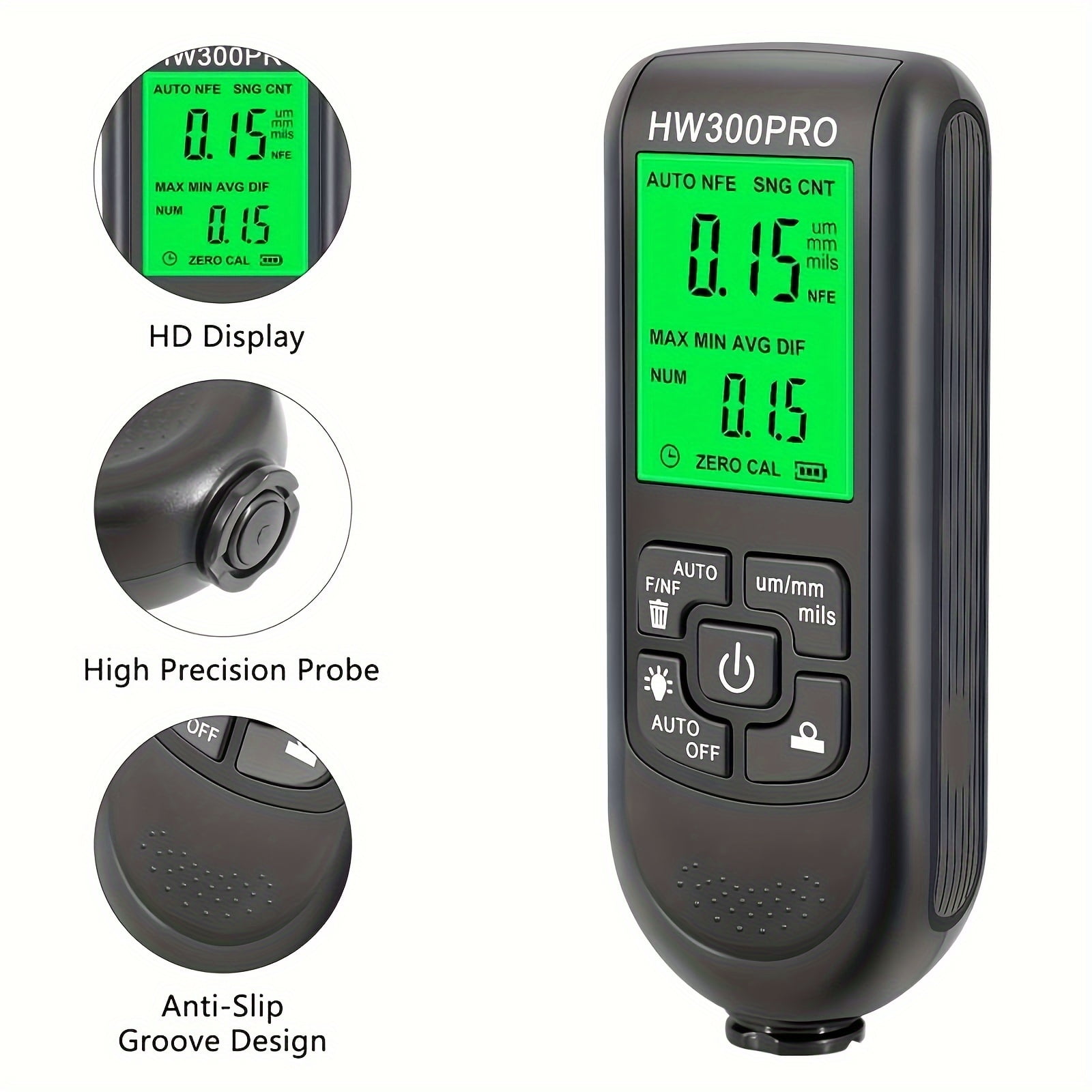 HW-300PRO Car Paint Film Automatic Thickness Gauge 0-2000UM Fe & NFe ...