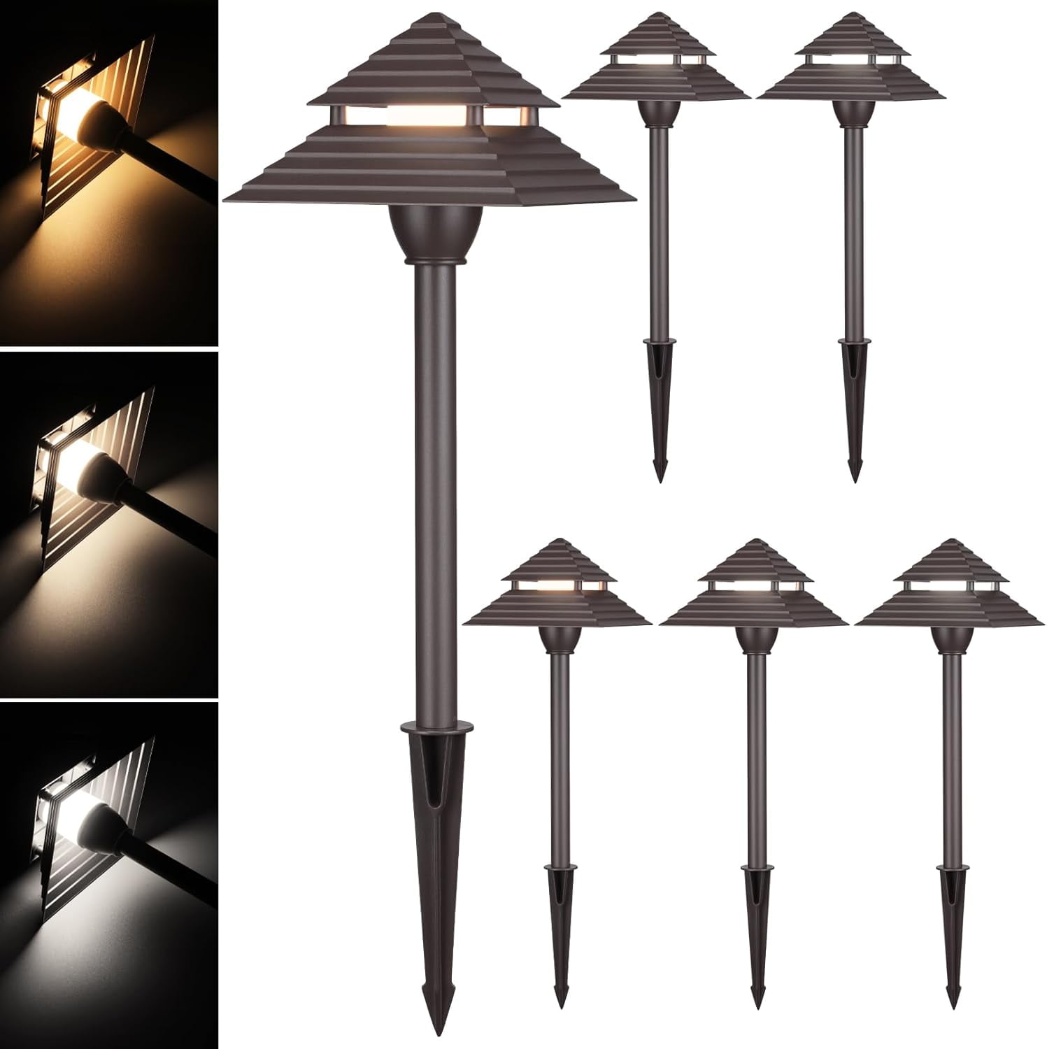 HW 3CCT Low Voltage Pathway Lights, LED Landscape Path Lights, 3000K ...