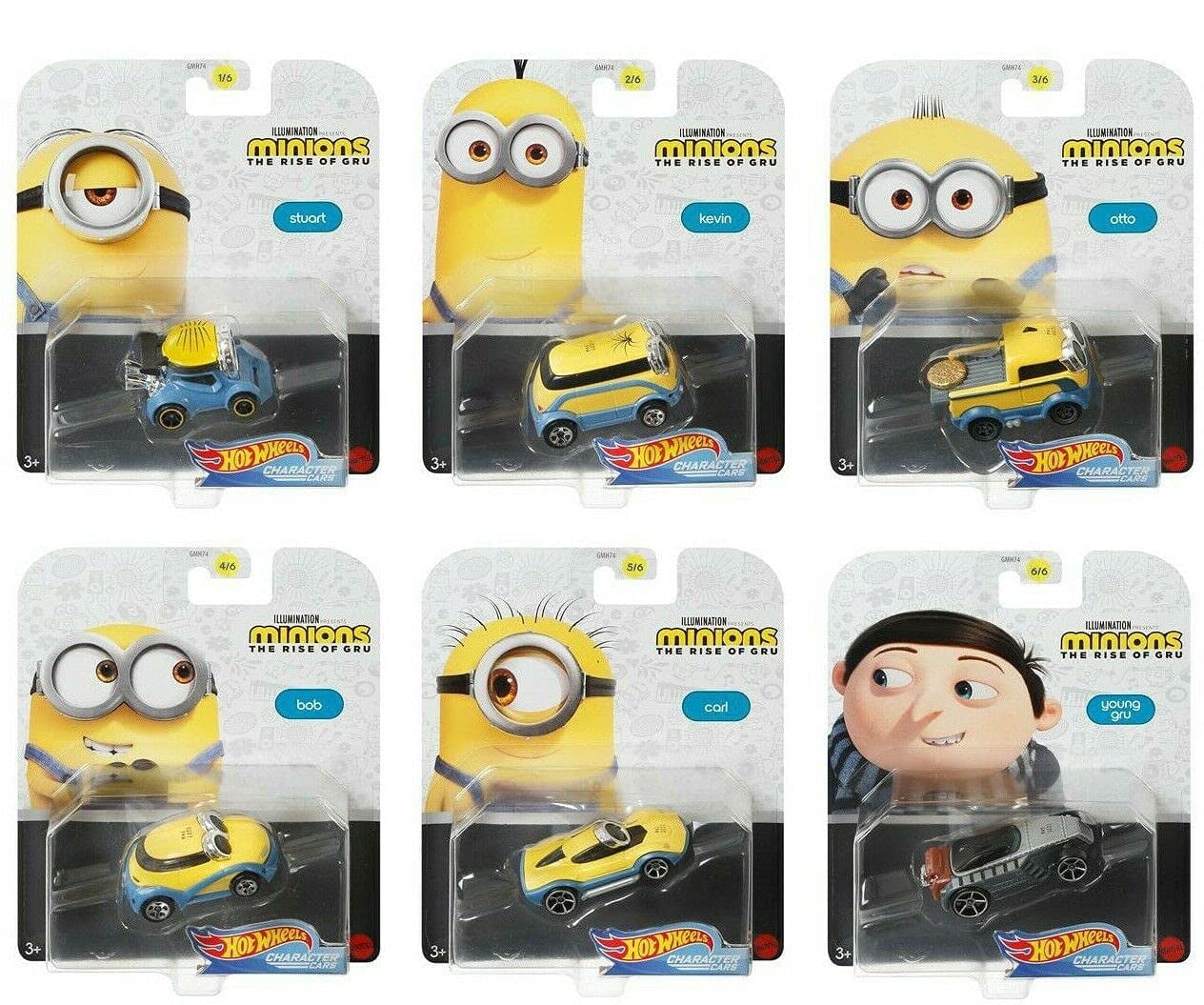 Hot Wheels 2020 Character Car Minions "The Rise of Gru" Set of 6, 1/64 ...