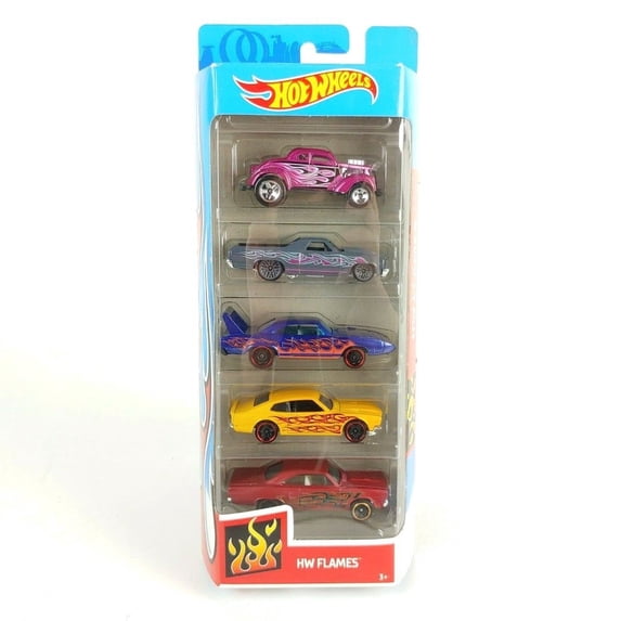 HW FLAMES Hot Wheels 5-Car Pack of 1:64 Scale Vehicles for Kids ...