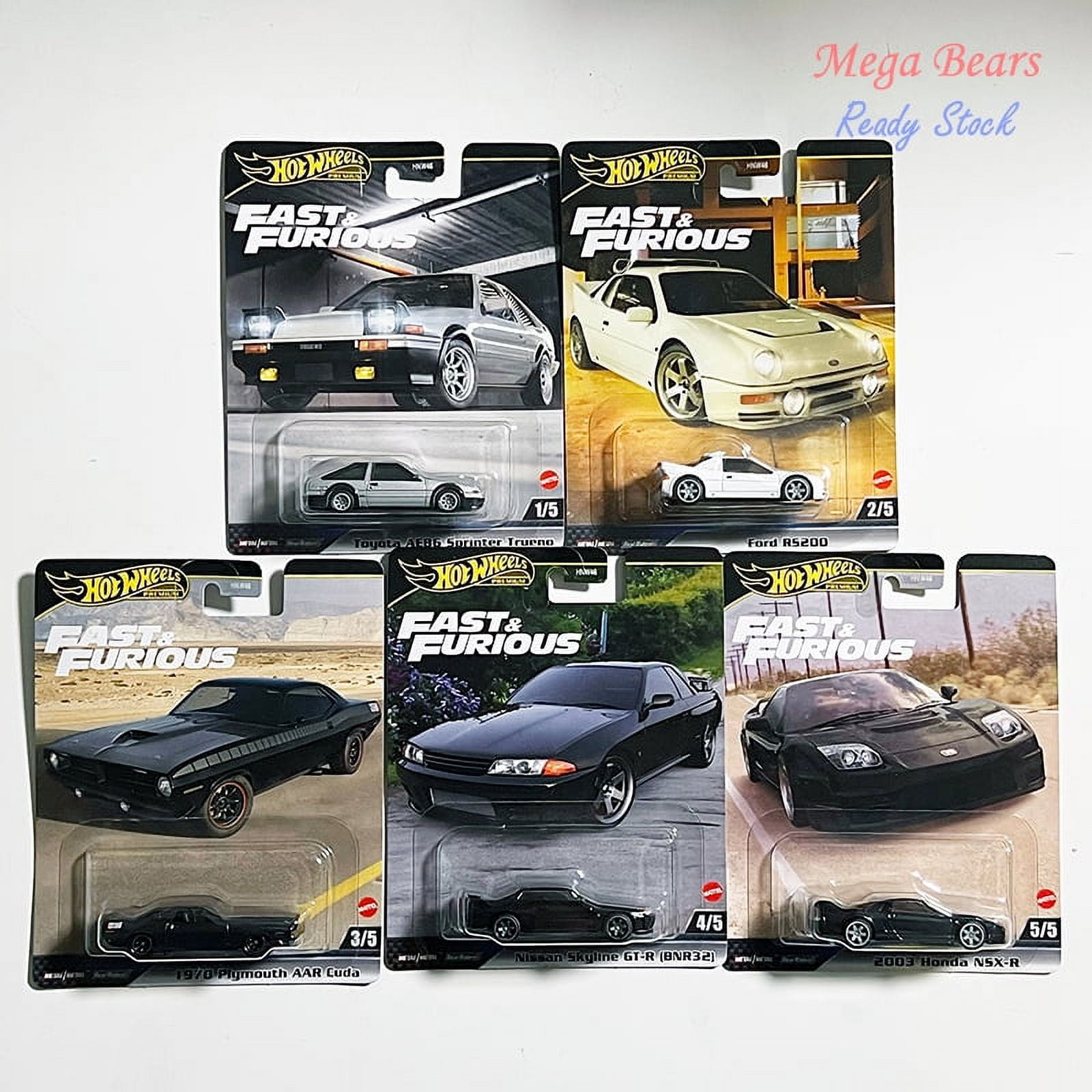 HW 2024 Premium Fast & Furious Set of 5 Honda NSX-R Toyota AE86 Nissan ...