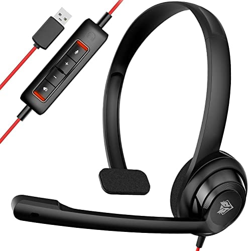 HW02 USB Headset with Microphone Noise Cancelling &in-line Control ...