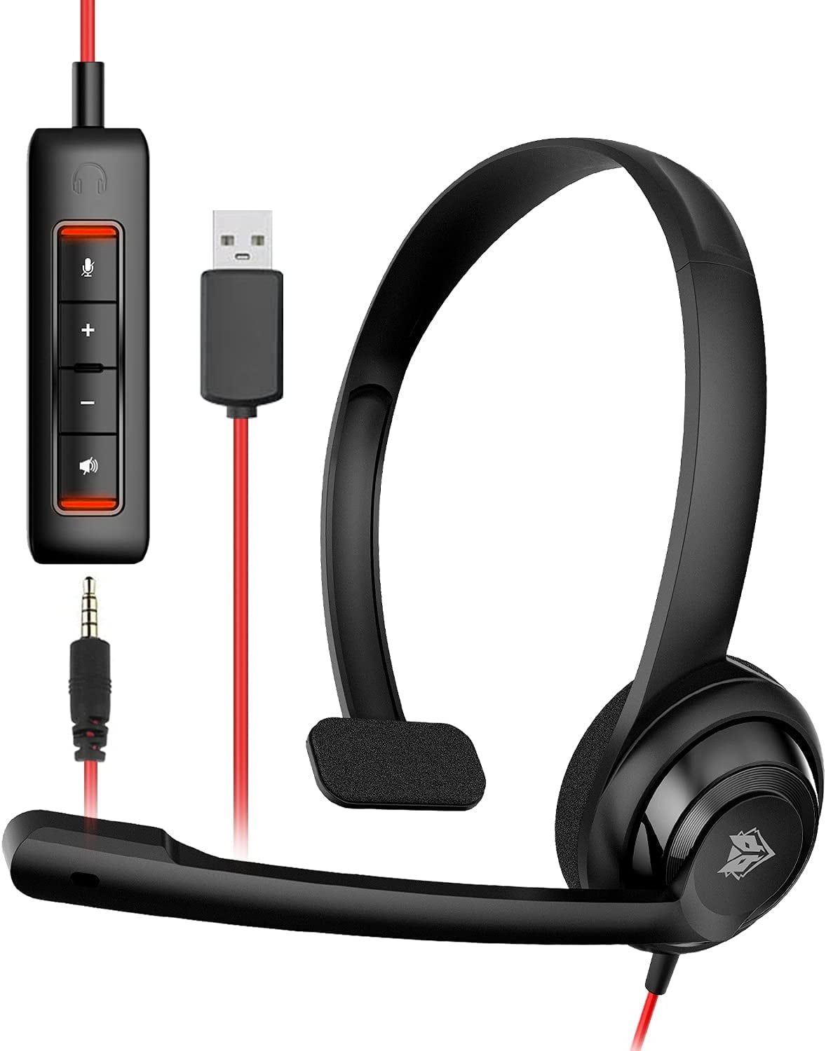 HW02 USB Headset with Microphone Noise Cancelling &in-line Control ...