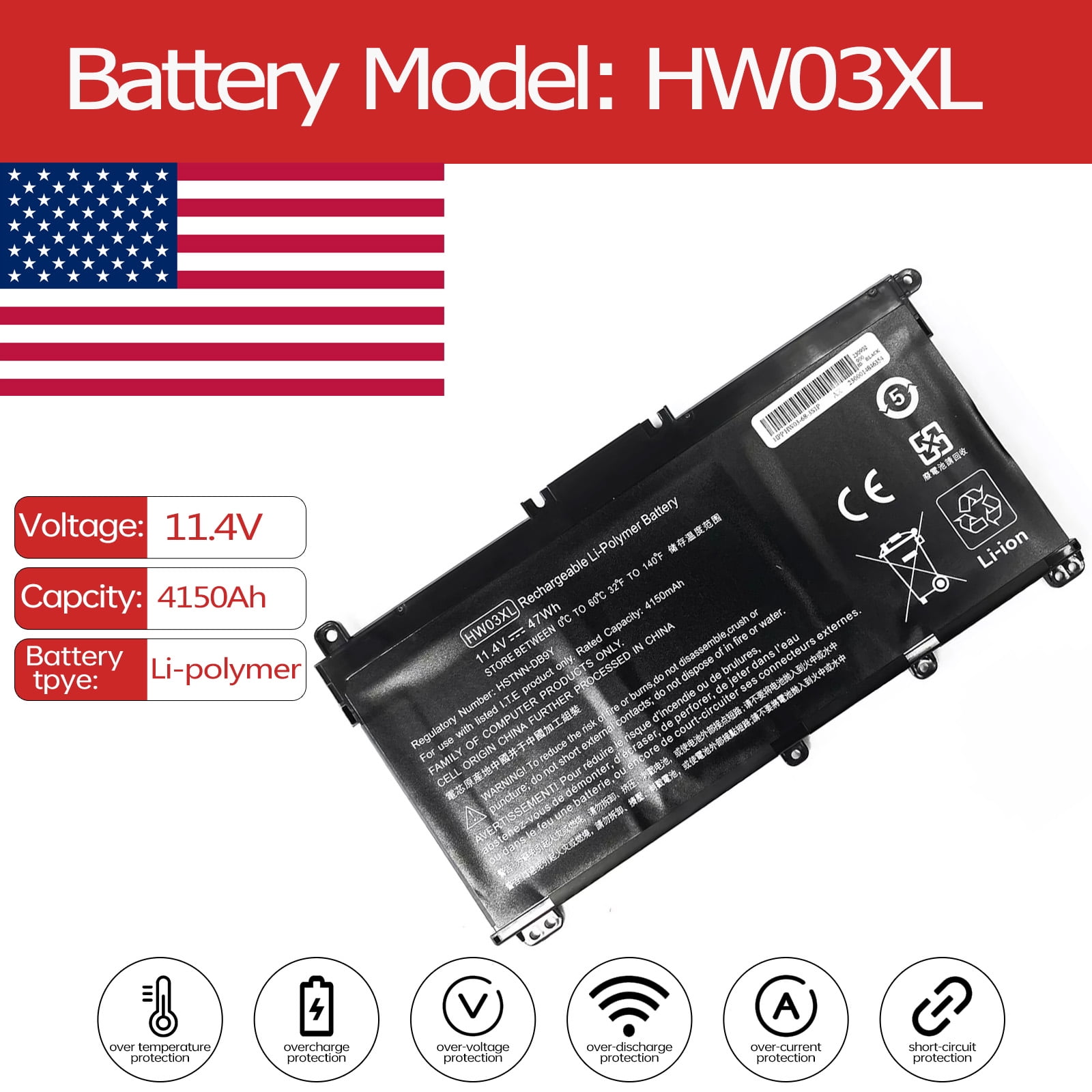 HW03XL Battery for HP Pavilion 15-cs3054nl (9HB72EA) 15-EG0080TX 17-CP0 15 EG0000 15t-eg000 15 ...