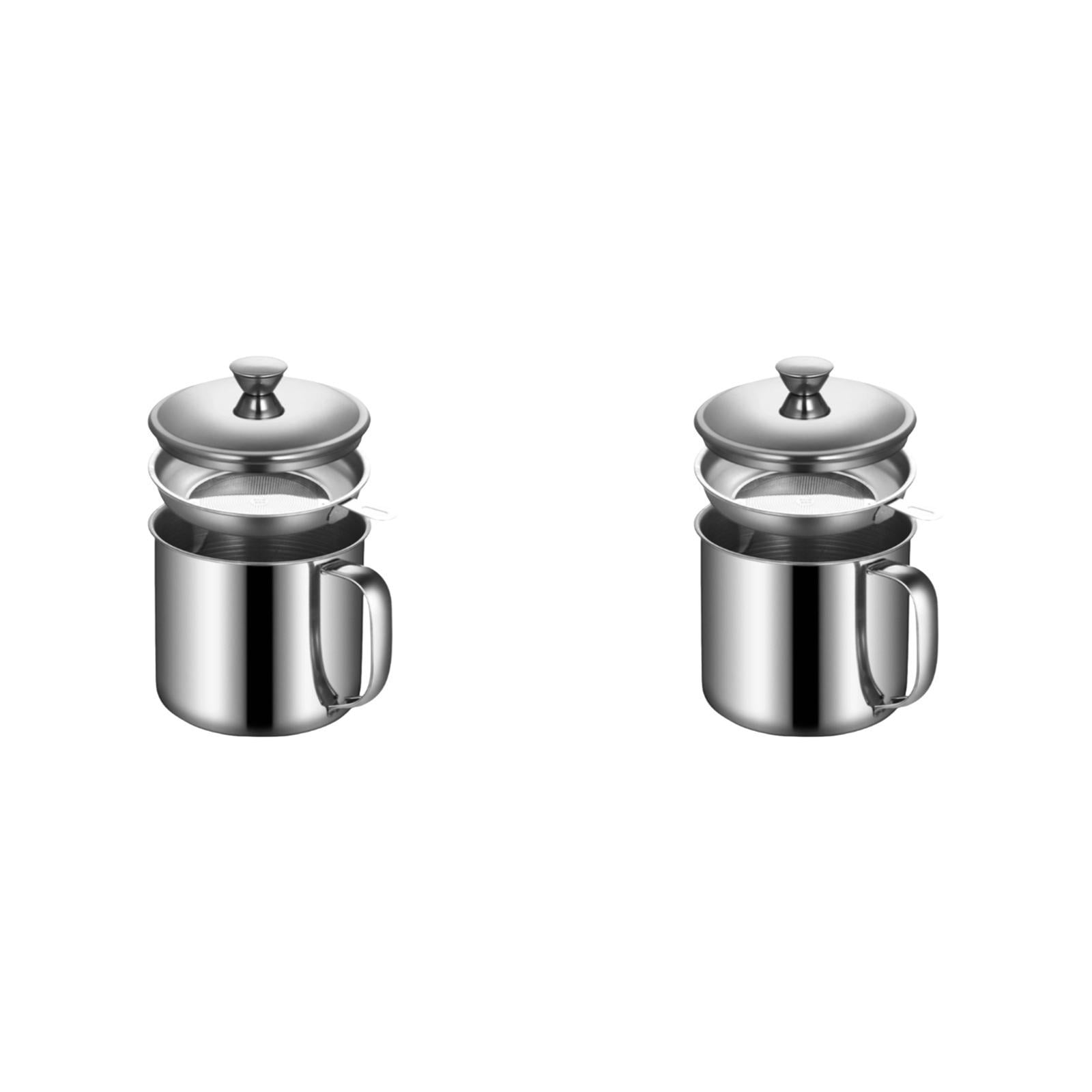 HWHCGZ 2Pcs Grease Container with Fine Mesh Strainer Kitchen Oil ...