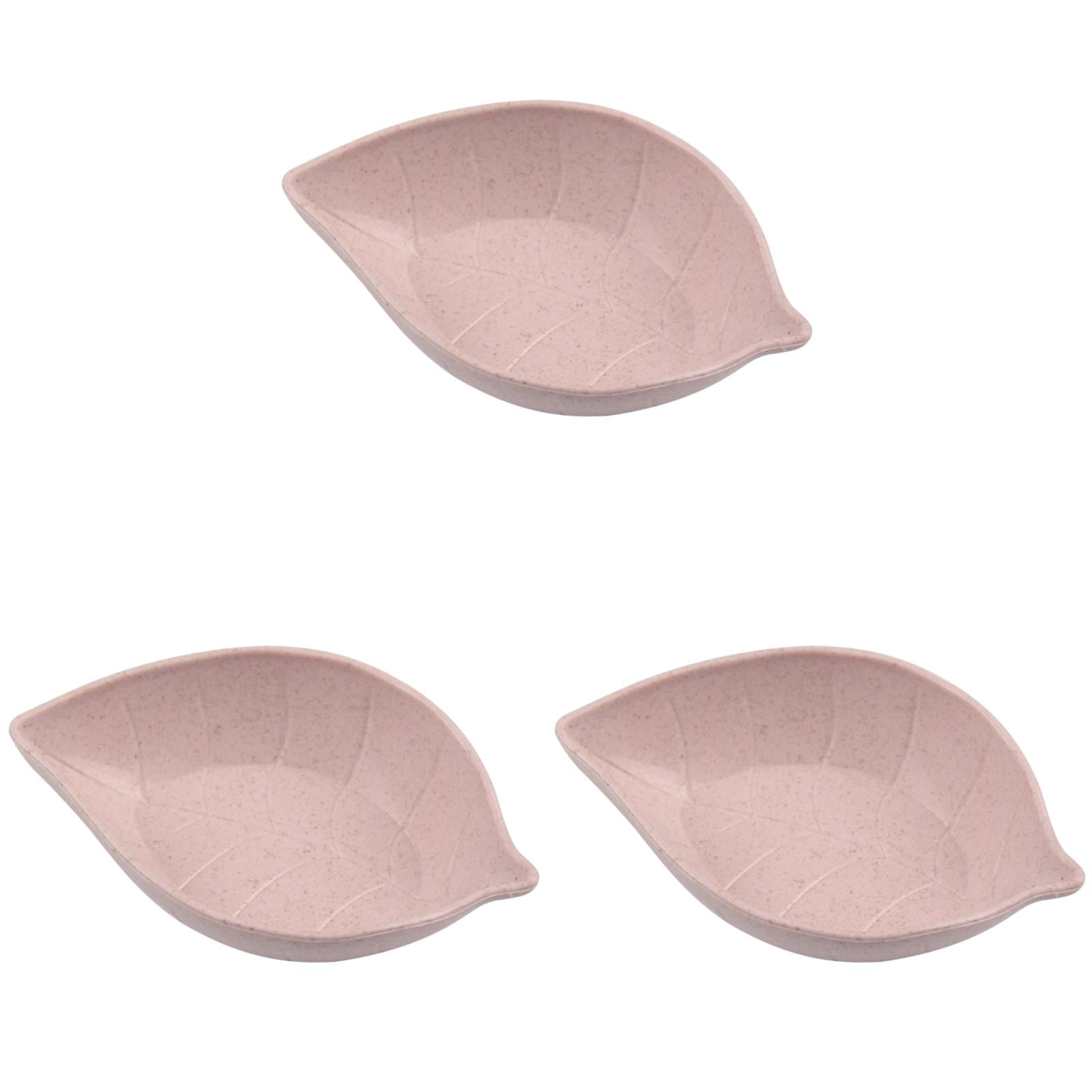 HWHCGZ 3Pcs Wheat Straw Seasoning Dish Creative Leaf Shape Food Sauce ...