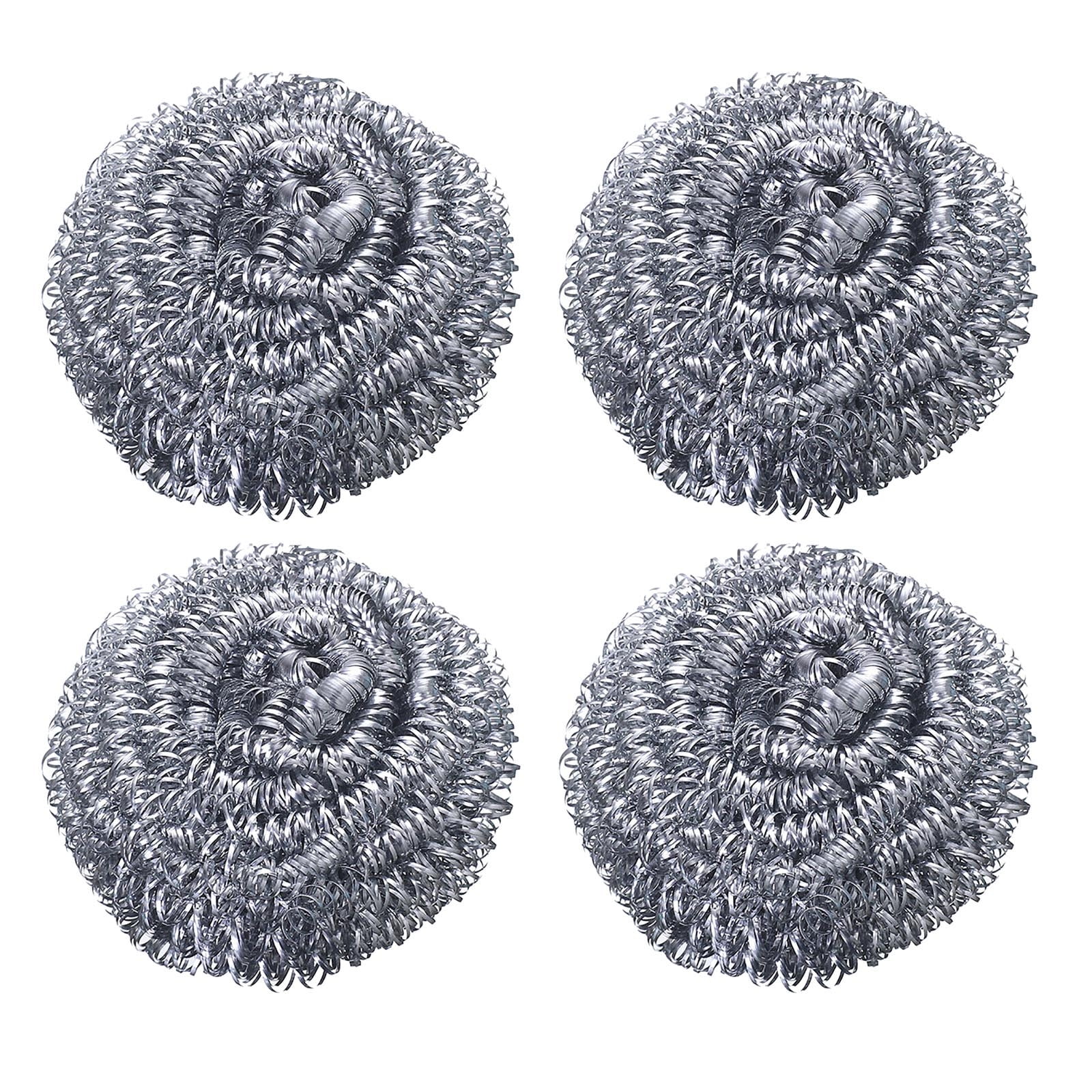 HWHCGZ 4Pcs Steel Wool Scrubber Stainless Steel Scouring Pad Heavy Duty ...