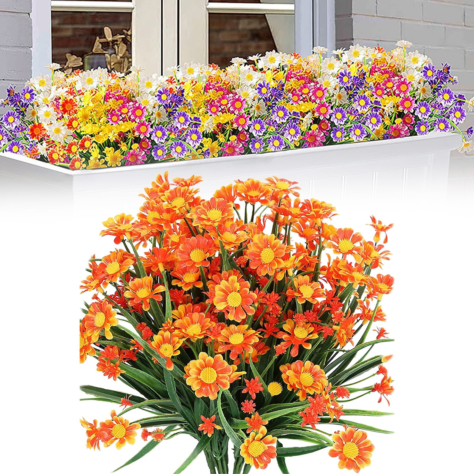 HWHCGZ Artificial Daisies Flowers Outdoor UV Resistant Fake Foliage ...