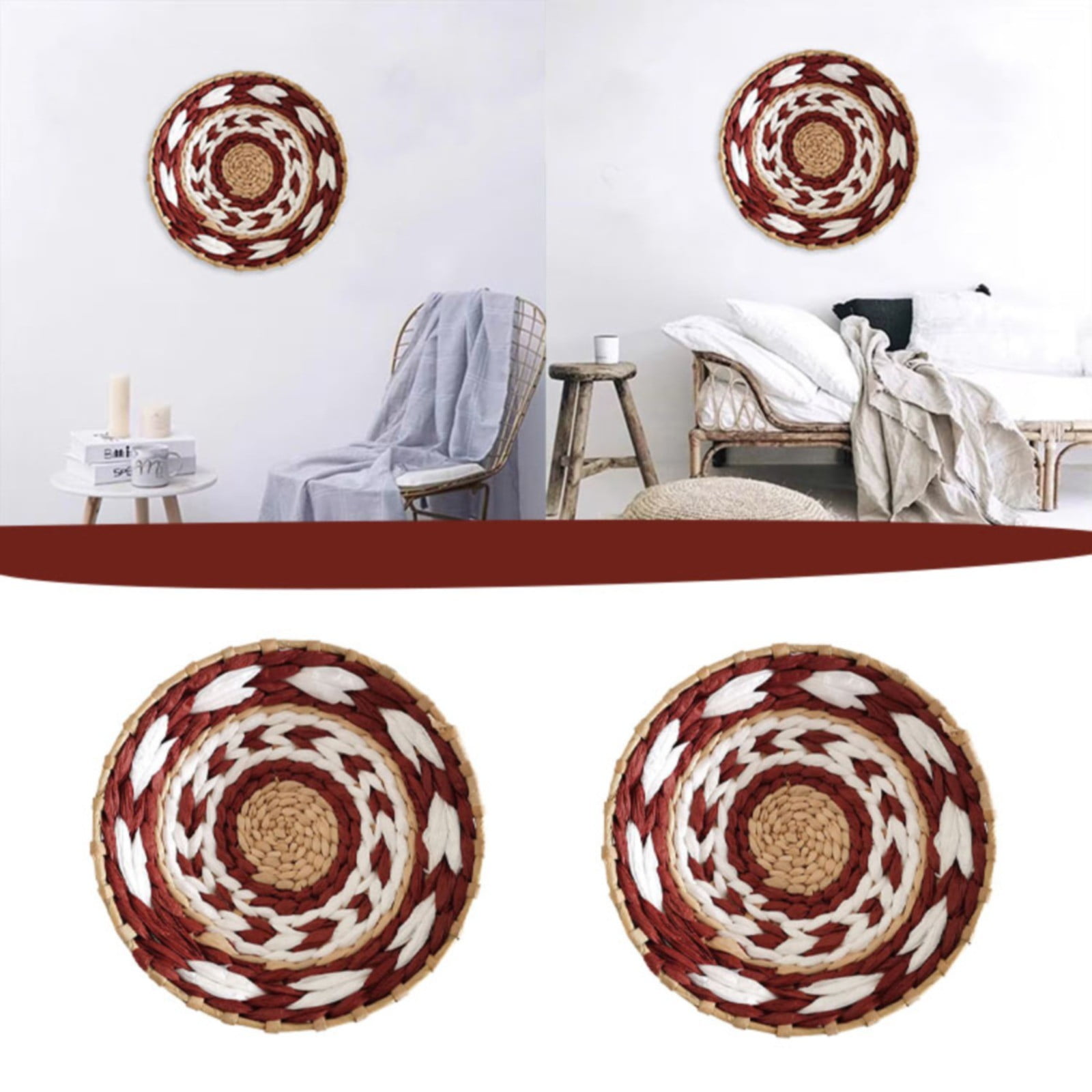 HWHCGZ Boho Wall Basket Decor,Seagrass Rattan Wicker Wall Decor Round ...