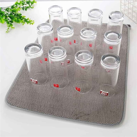 HWHCGZ Dish Drying Mat XL, 15.7” x 11.8”, Absorbent Microfiber Kitchen ...
