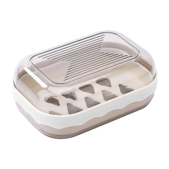 HWHCGZ Leakproof Soap Dish with Lid & Draining Layer, Shatterproof ...