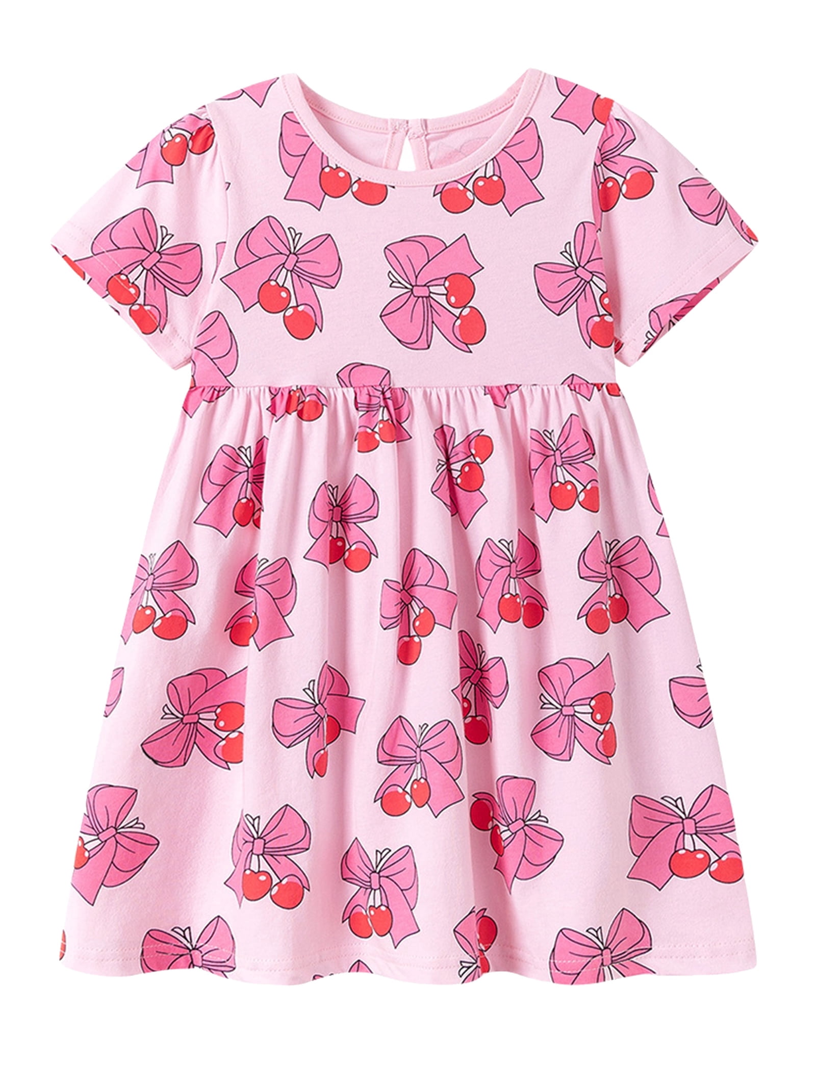 HWJAD 2026 New Style Toddler Girls Short Sleeve Cotton Dress Bows Love ...