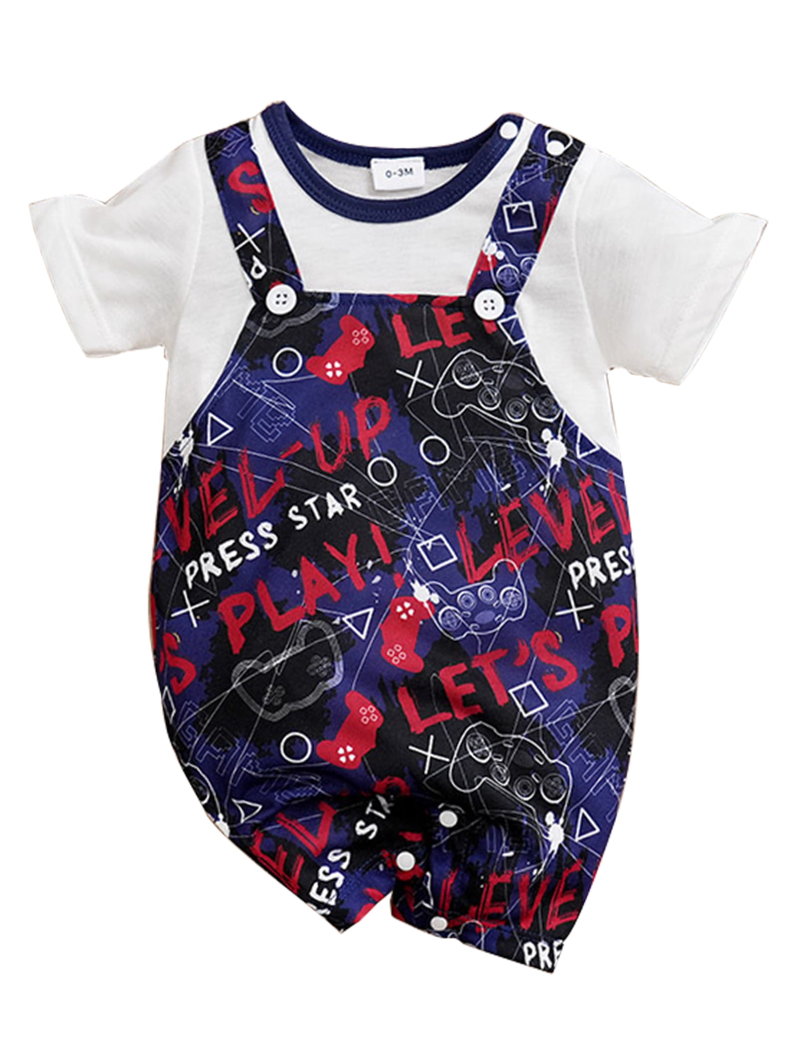 HWJAD Baby Boys Girls Rompers Short Sleeve Cotton Toddler Game Jumpsuit ...