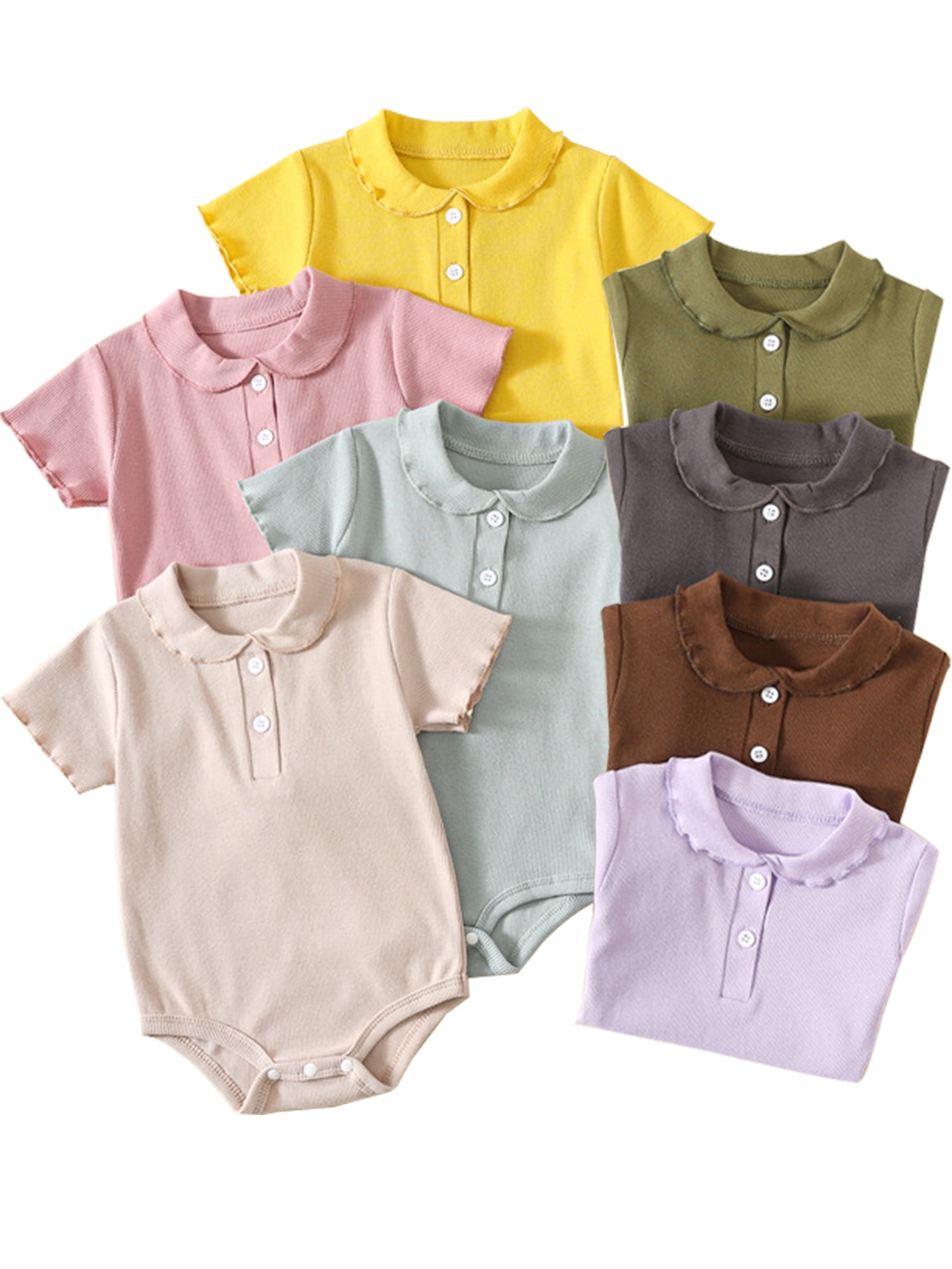 HWJAD Baby Unisex and Newborn Girls Boys Short Sleeve Knit Bodysuits ...
