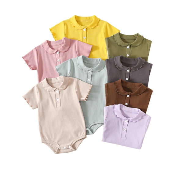 HWJAD Baby Unisex and Newborn Girls Boys Short Sleeve Knit Bodysuits ...