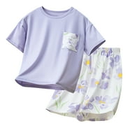 Wonder Nation Girls Short Sleeve Pajama Set with Pants and Shorts 3 ...