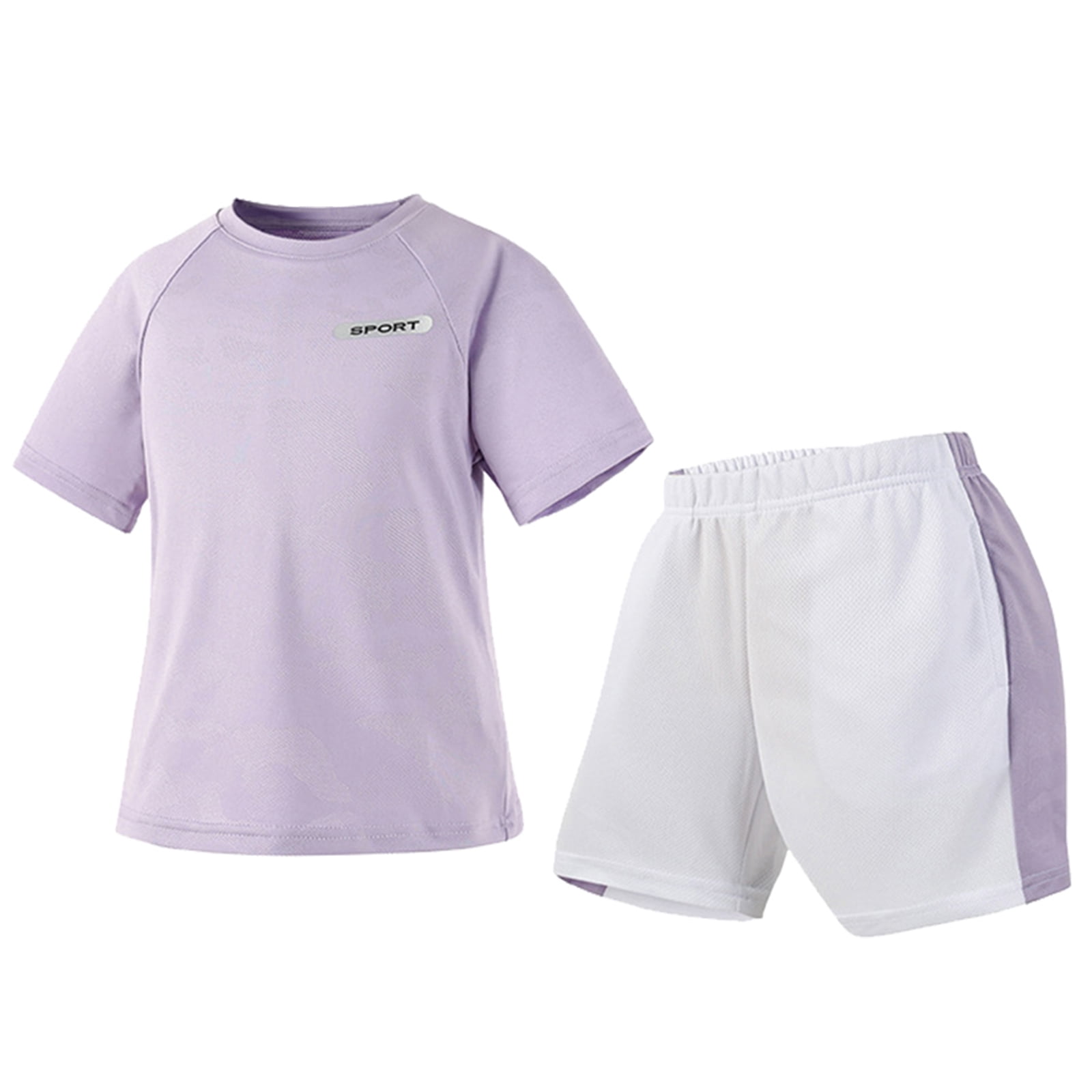 HWJAD Girls' Active Short Set-2 Piece Athletic Crewneck T-Shirt and ...