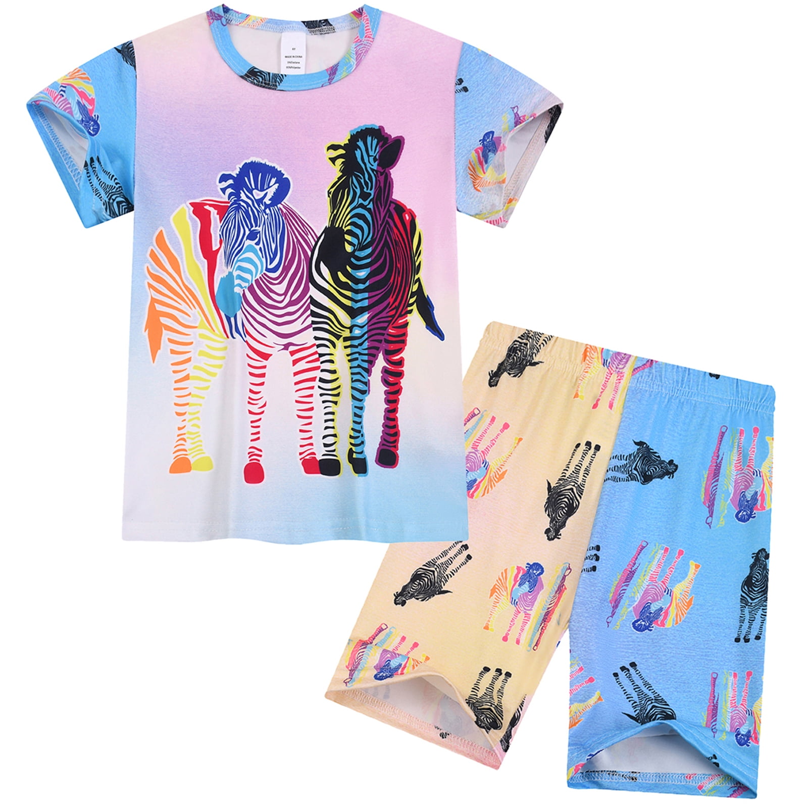 HWJAD Toddler Girls 3D Printed Pajamas Kids Car Cool Summer PJS Unicorn ...