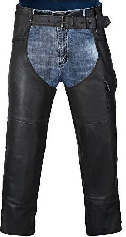 HWK Motorcycle Leather Chaps for Men and Women, Black Motorcycle Chaps ...