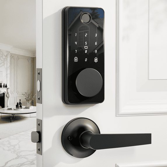 HWKTSMA Smart Lock with Handles, Fingerprint Door Lock App Control ...