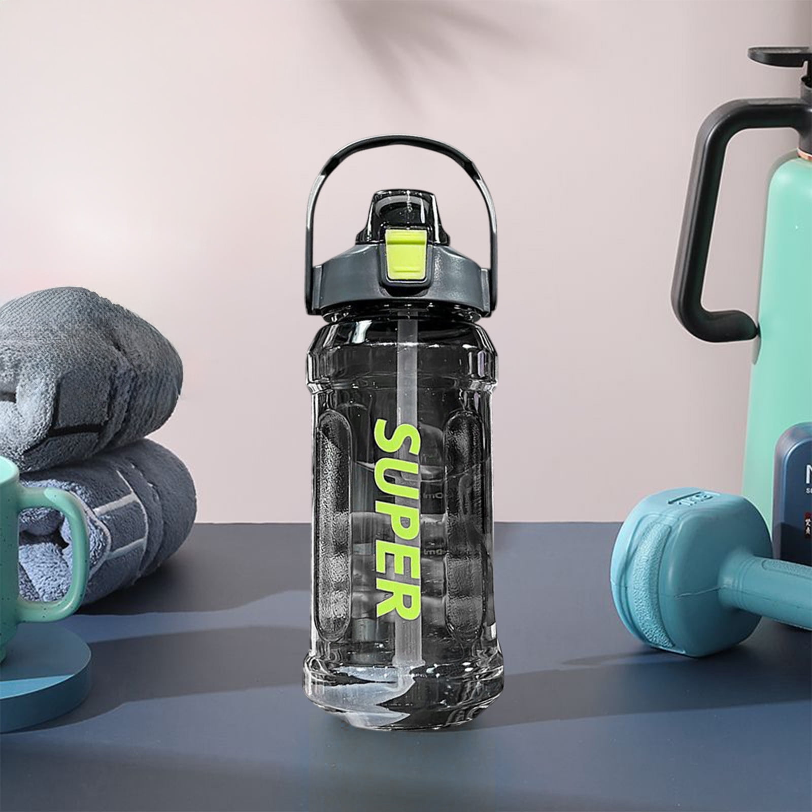 HWRETIE 1.5L Large Capacity Sports Water Bottle with Straw,Shatterproof ...