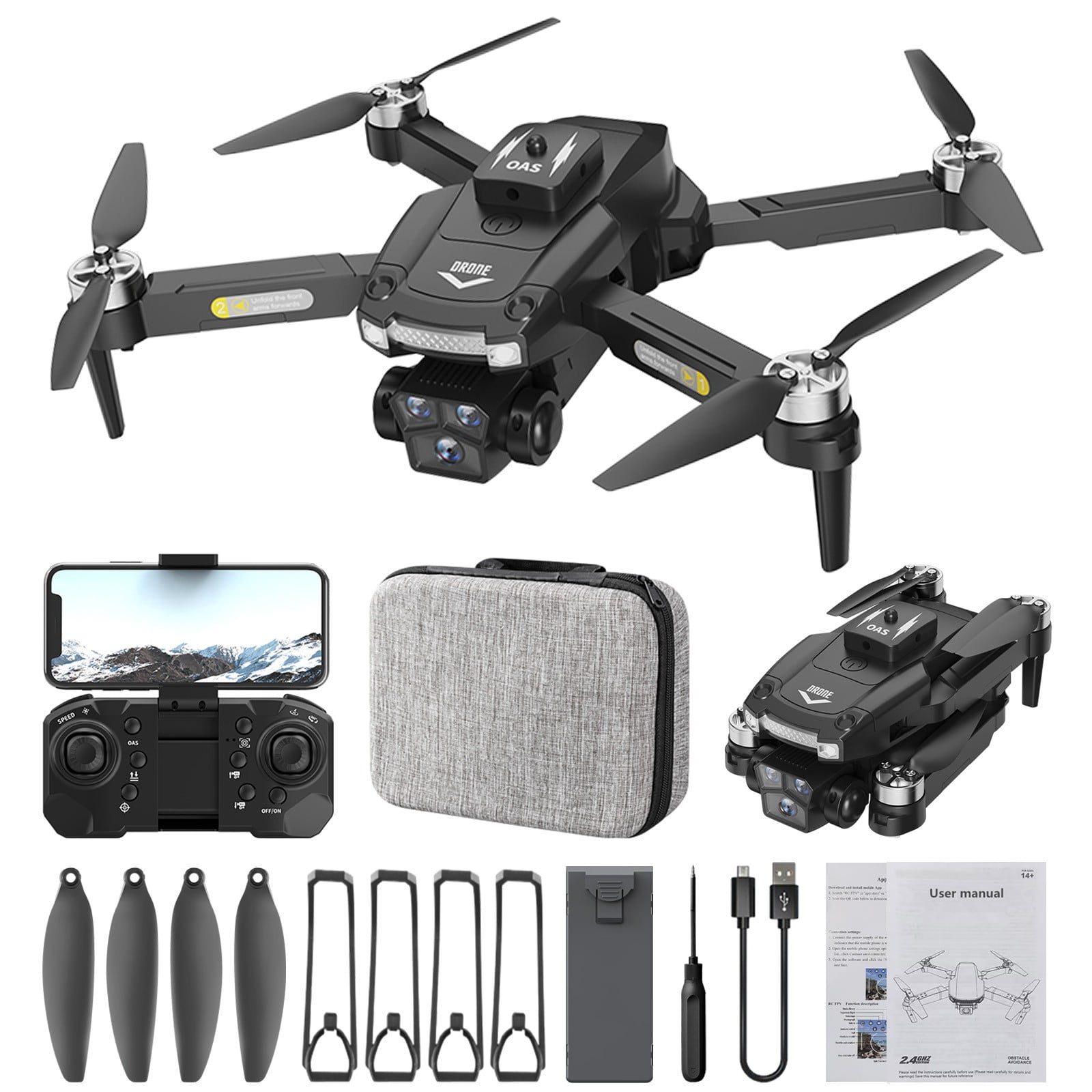 HWRETIE Brushless Motor Drones with Cameras,Wind Resistance,Headless ...