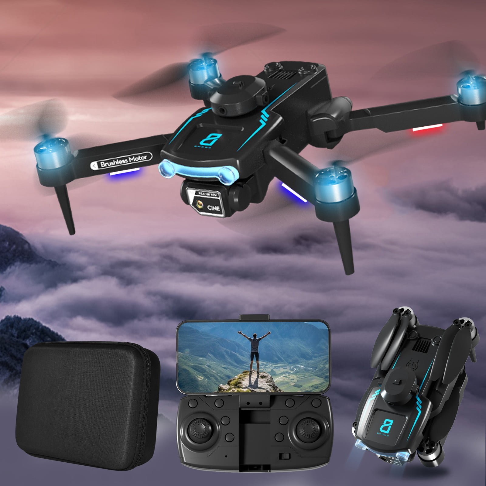 HWRETIE Dual-Camera Folding UAV with 1080P HD Aerial Photography Drone ...