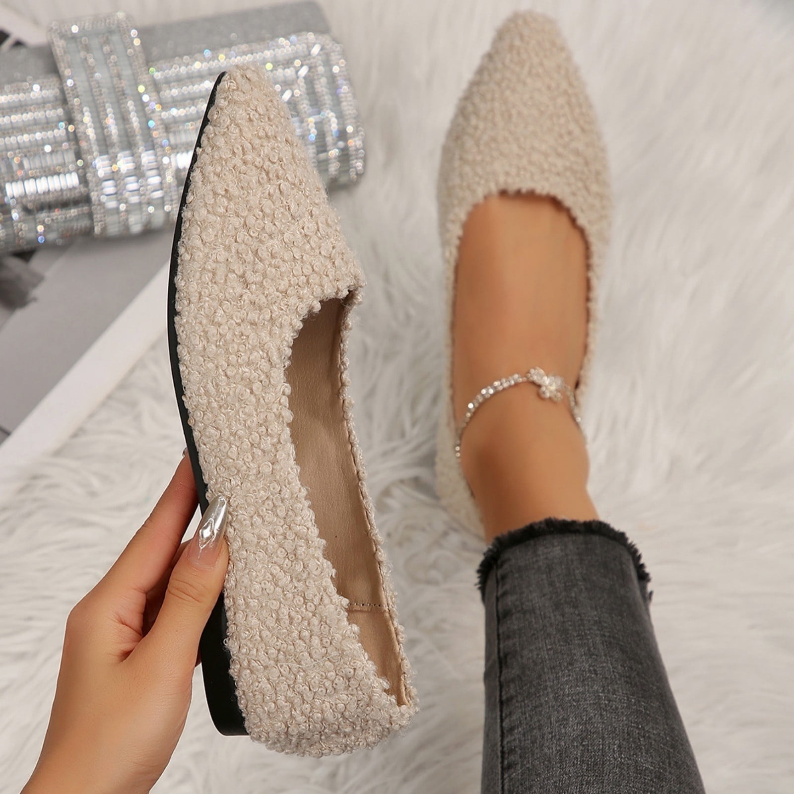 HWRETIE Elegant Women's Ballet Flats,Trendy Low-Cut Slip-On Flats for ...