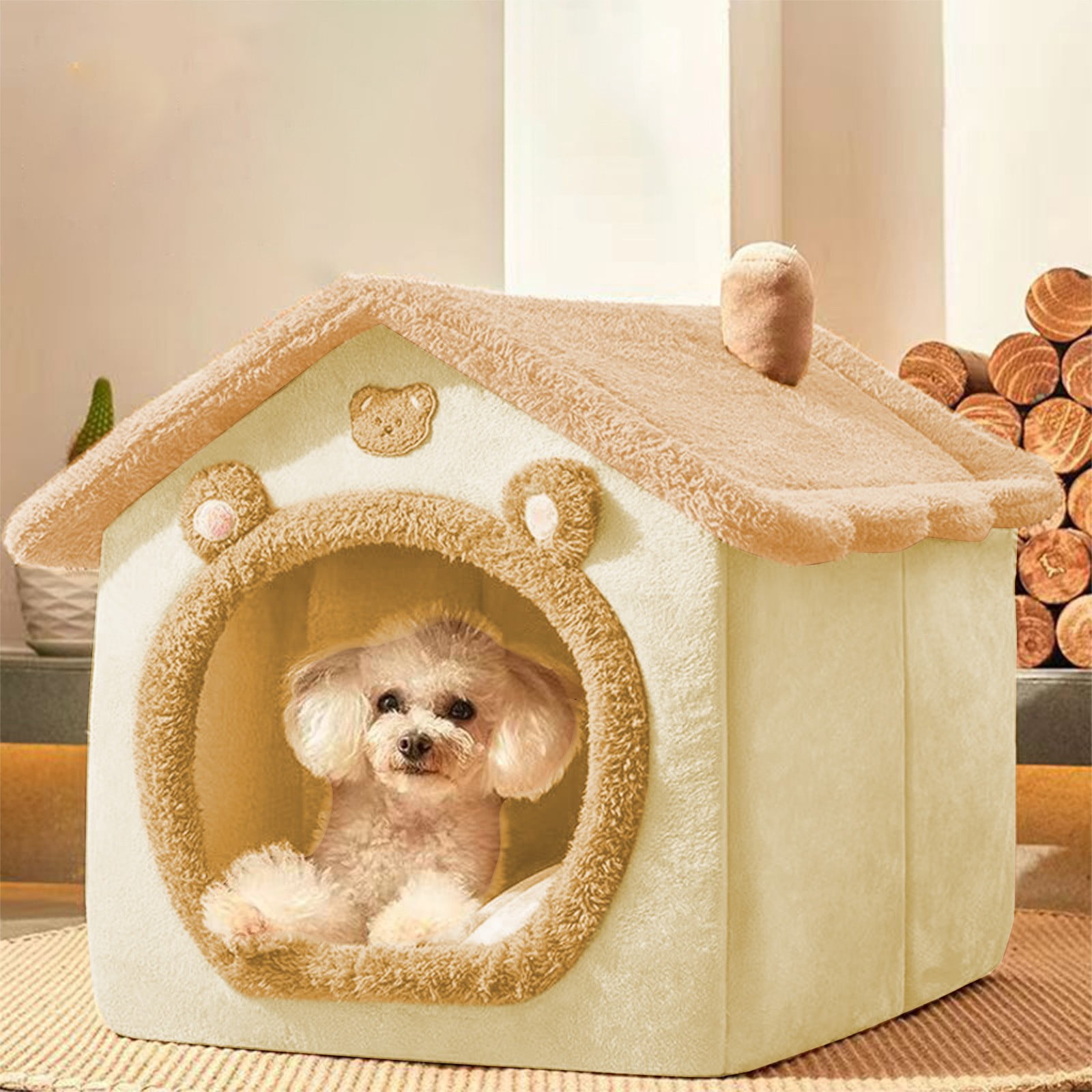 HWRETIE Foldable Soft Dog House Indoor Kennel Bed Warm Cats House Puppy ...