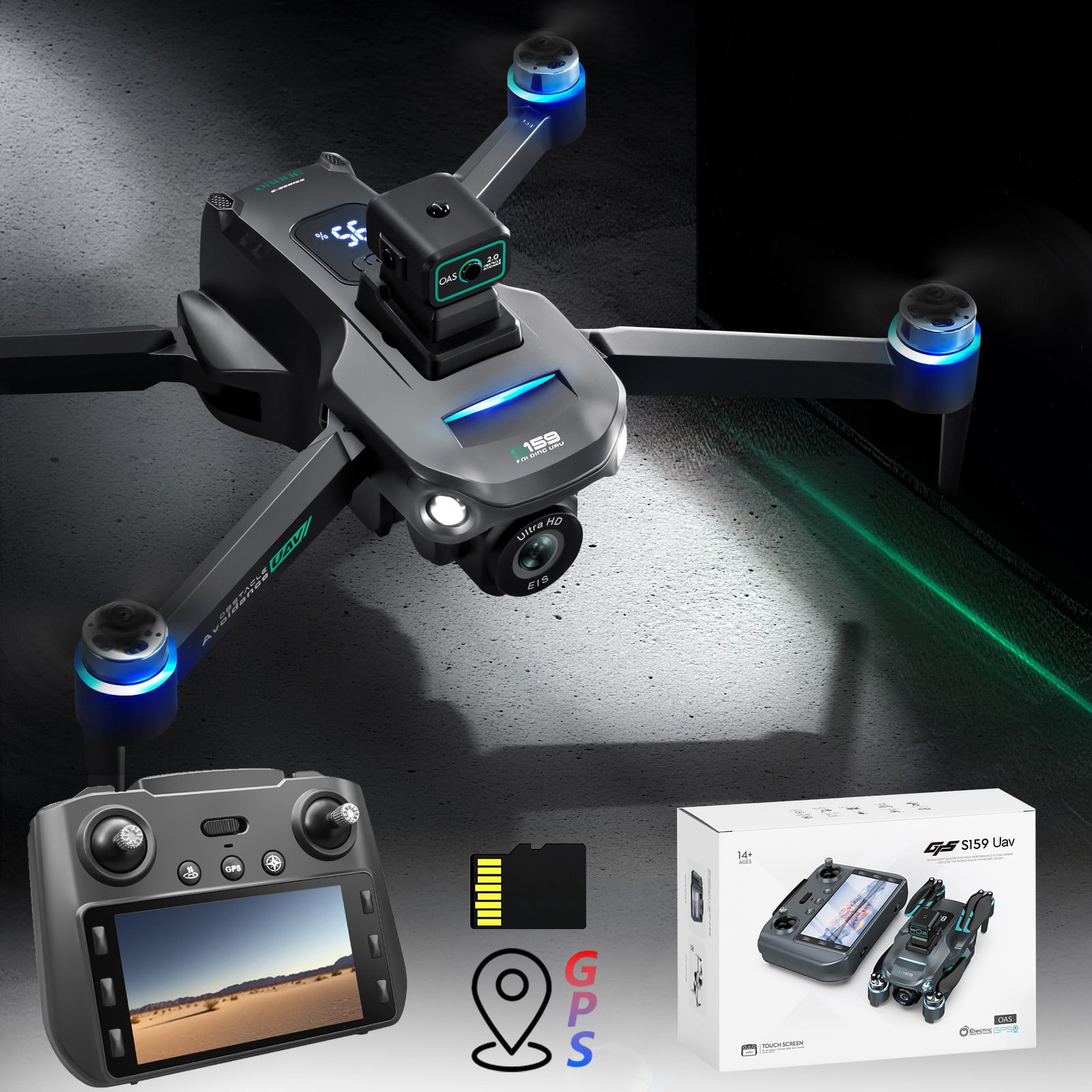 HWRETIE Pocket-Sized Foldable Drone with 1080P Dual Cameras and ...