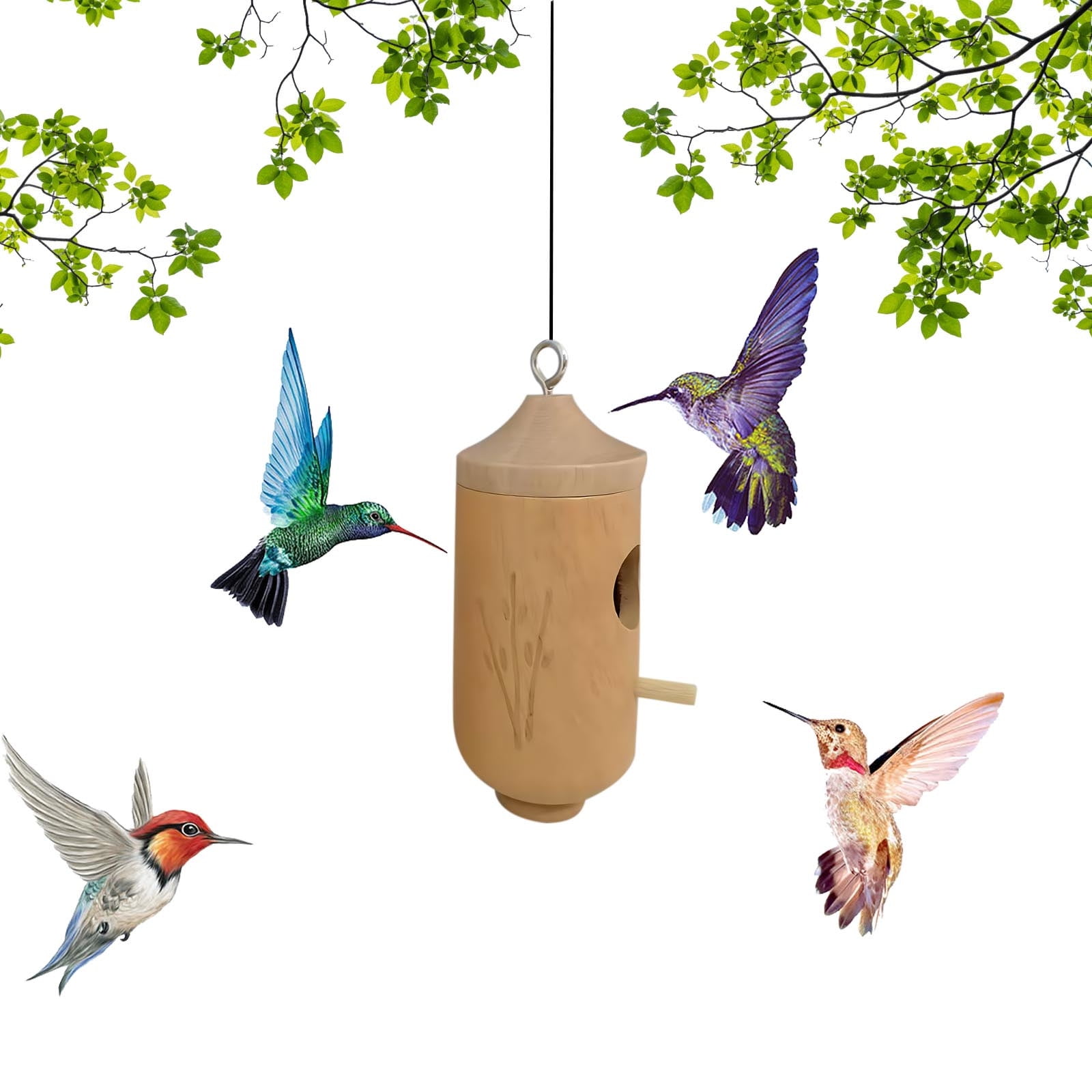 HWRETIE Hummingbird House with Floor Mop,Decorative Garden Bird Feeder ...