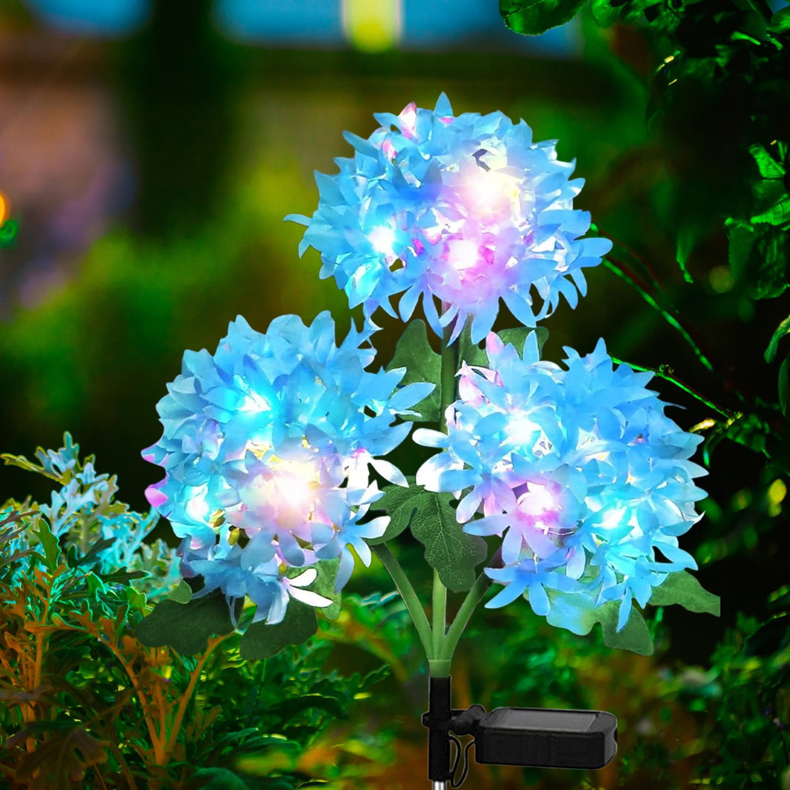 HWRETIE Hydrangea Solar Powered Flower Lights Outdoor Garden Decorative ...