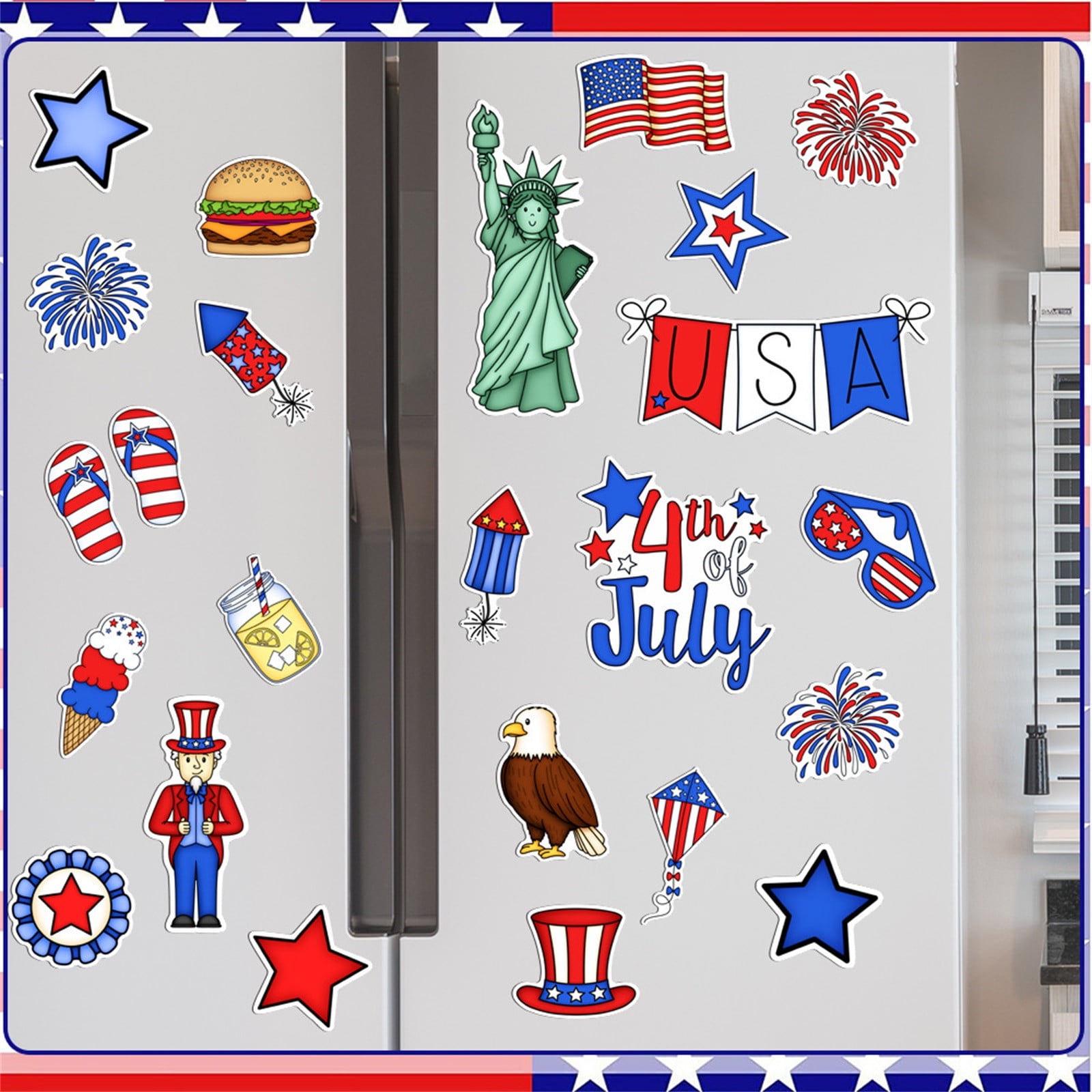 HWRETIE Independence Day Magnetic Refrigerator Decals,No Glue Required ...