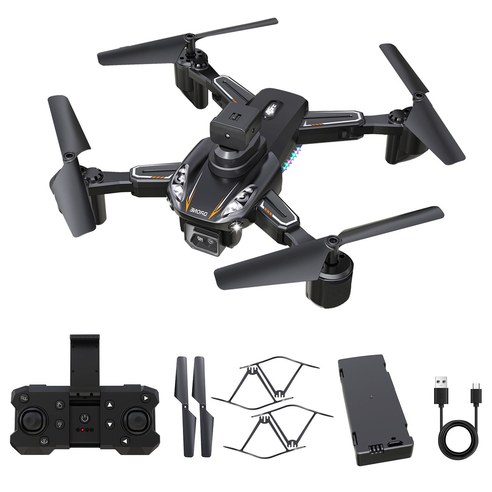 HWRETIE LED Light Strip Foldable Optical Flow Drone - Foldable FPV ...