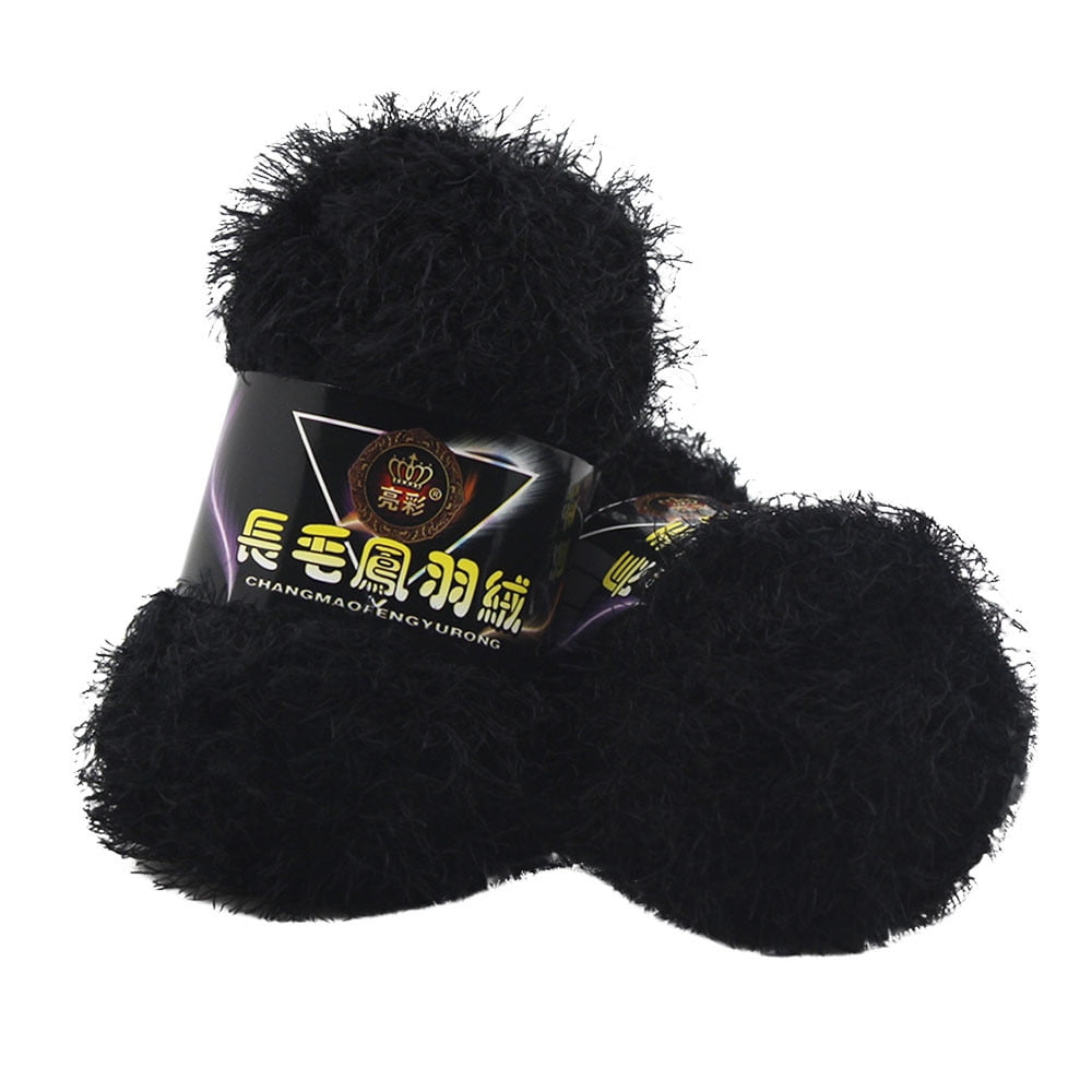 HWRETIE Long-Pile Feather Yarn for Knitting - Hand-woven Multicolor ...