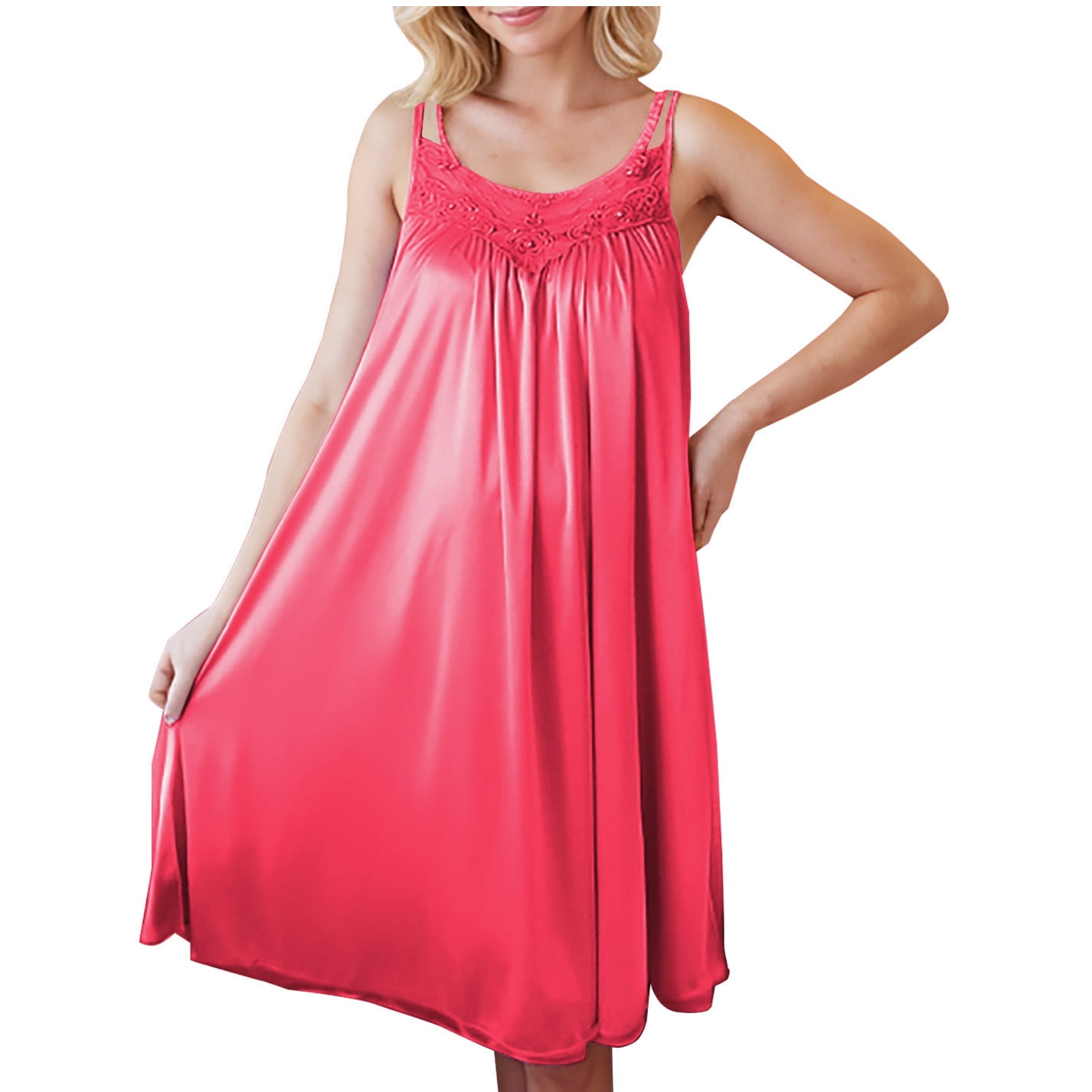 HWRETIE Loungewear Set,Women Sexy Lace Nightdress Plus Size Ice Silk ...
