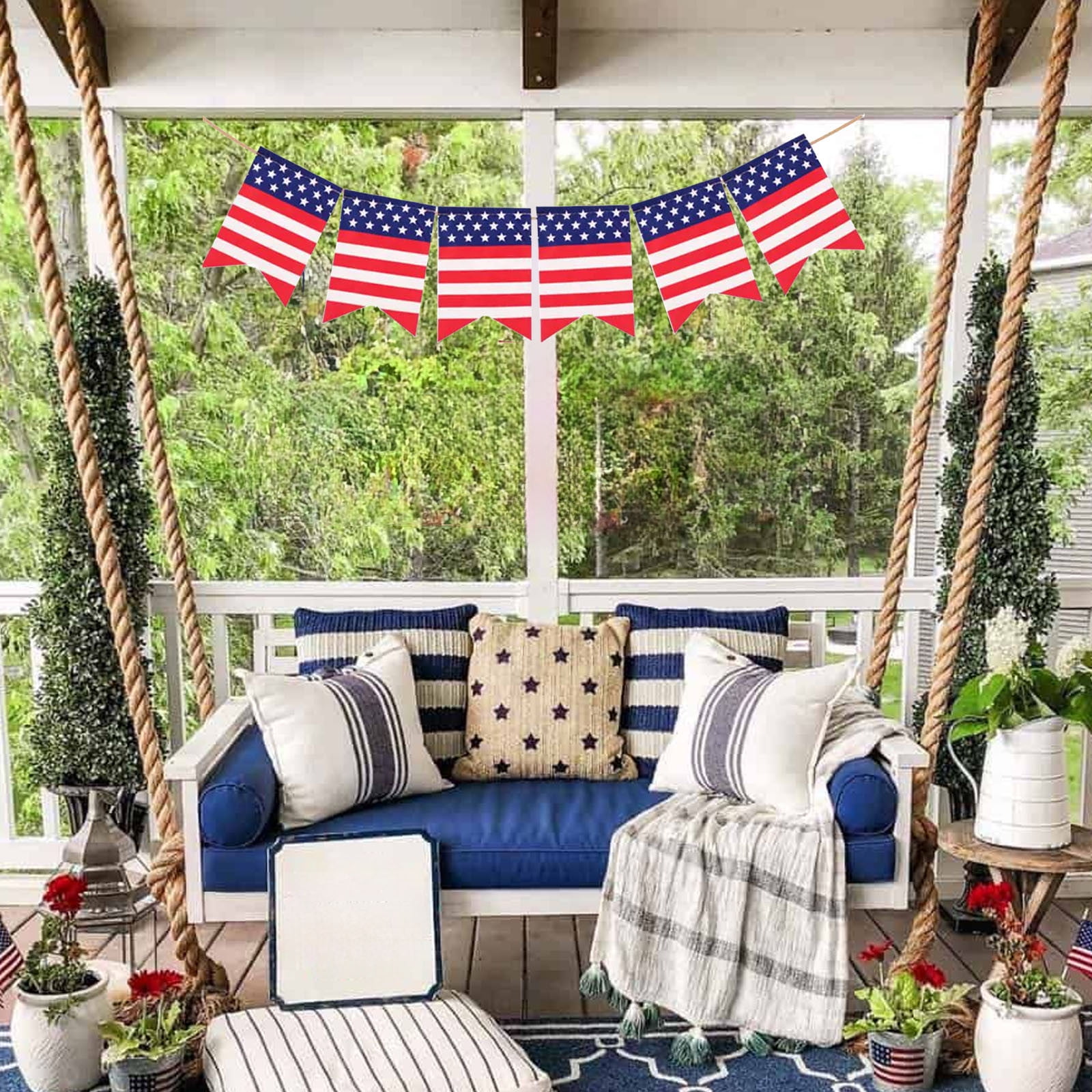 HWRETIE Polyester Banner with Eagle & Flag Patterns for Wall Ceiling ...