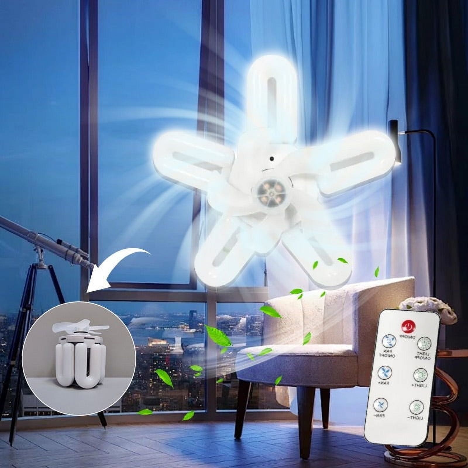 HWRETIE Remote-Controlled Ceiling Fan Light - 5-Blade Dimmable LED Fan ...