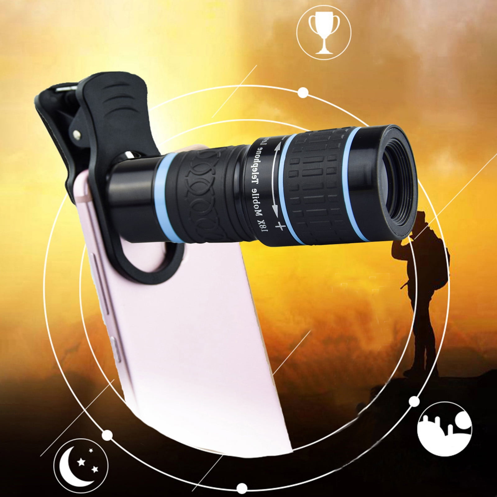 HWRETIE 18x Zoom Lens Attachment for Smartphones - Mobile Phone Lens ...