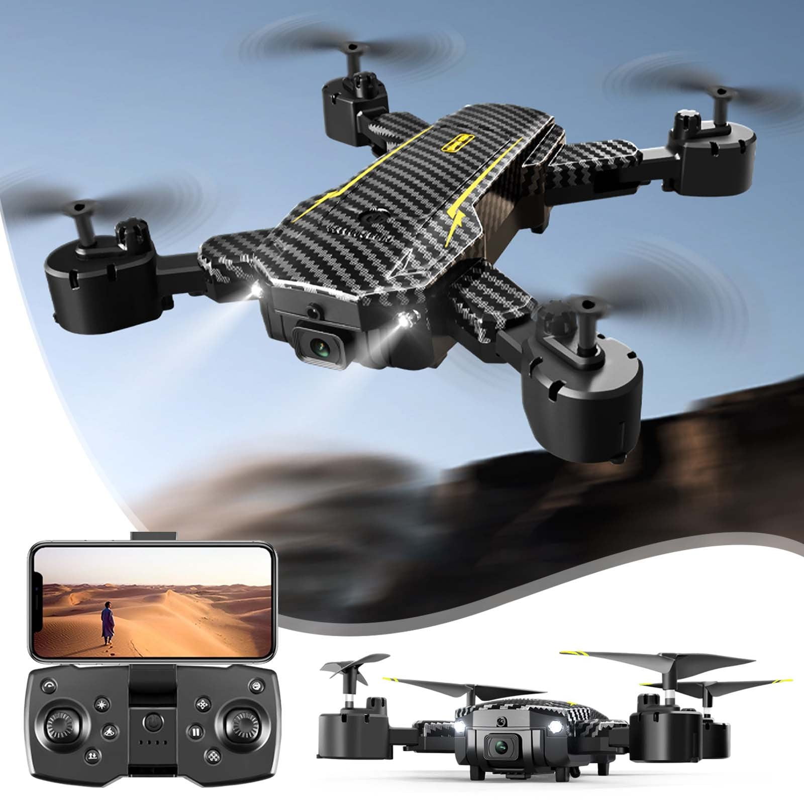 HWRETIE WiFi FPV Drone with 1080P HD Camera,Altitude Hold,Foldable RC ...