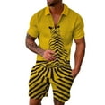 Hweei Mens Casual Striped Gradient Ramp Print Two Piece Suit Zipper