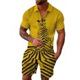 Hweei Mens Casual Striped Gradient Ramp Print Two Piece Suit Zipper