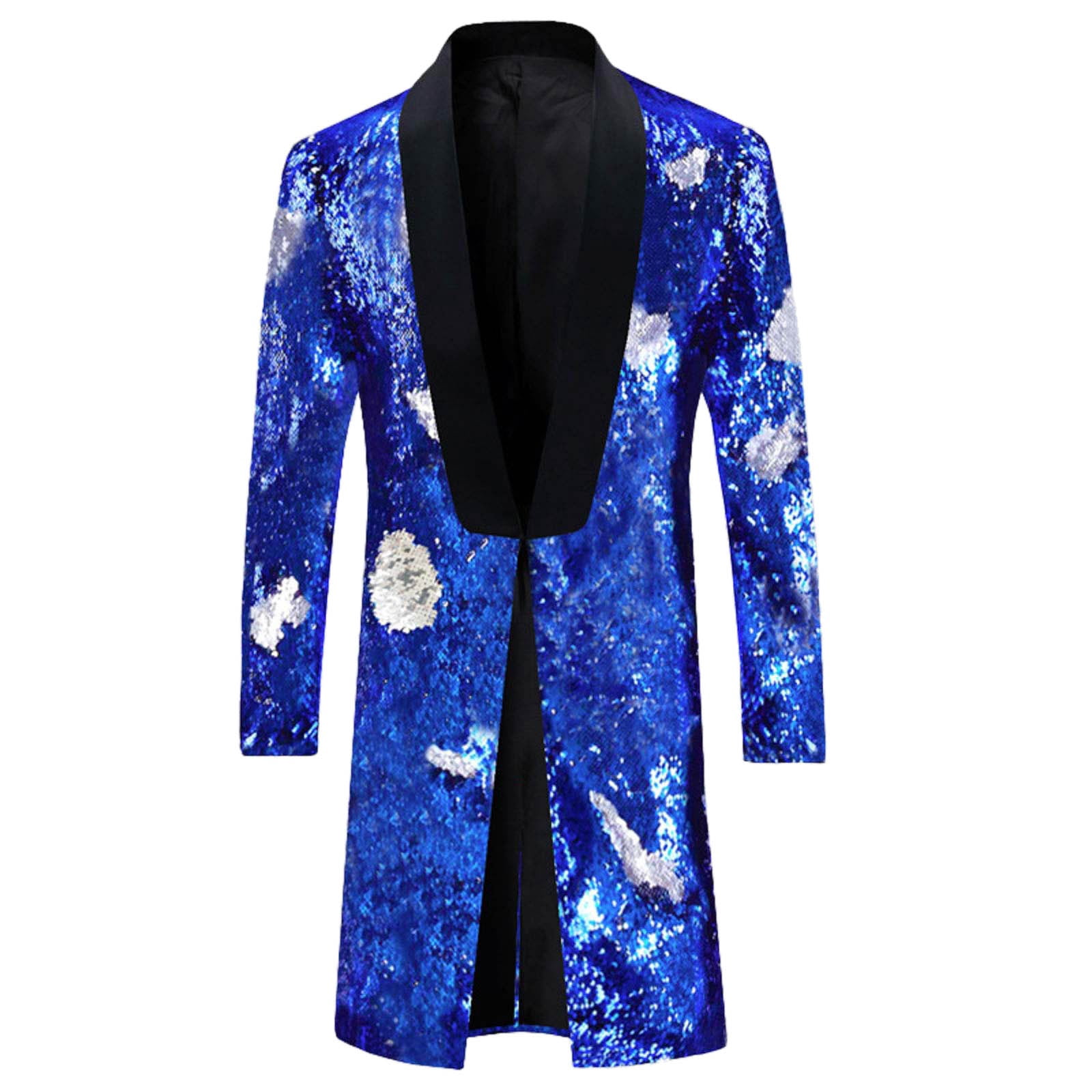HWeei Mens Two Tone Sequin Costume Long Emcee Dress Stage Dress ...