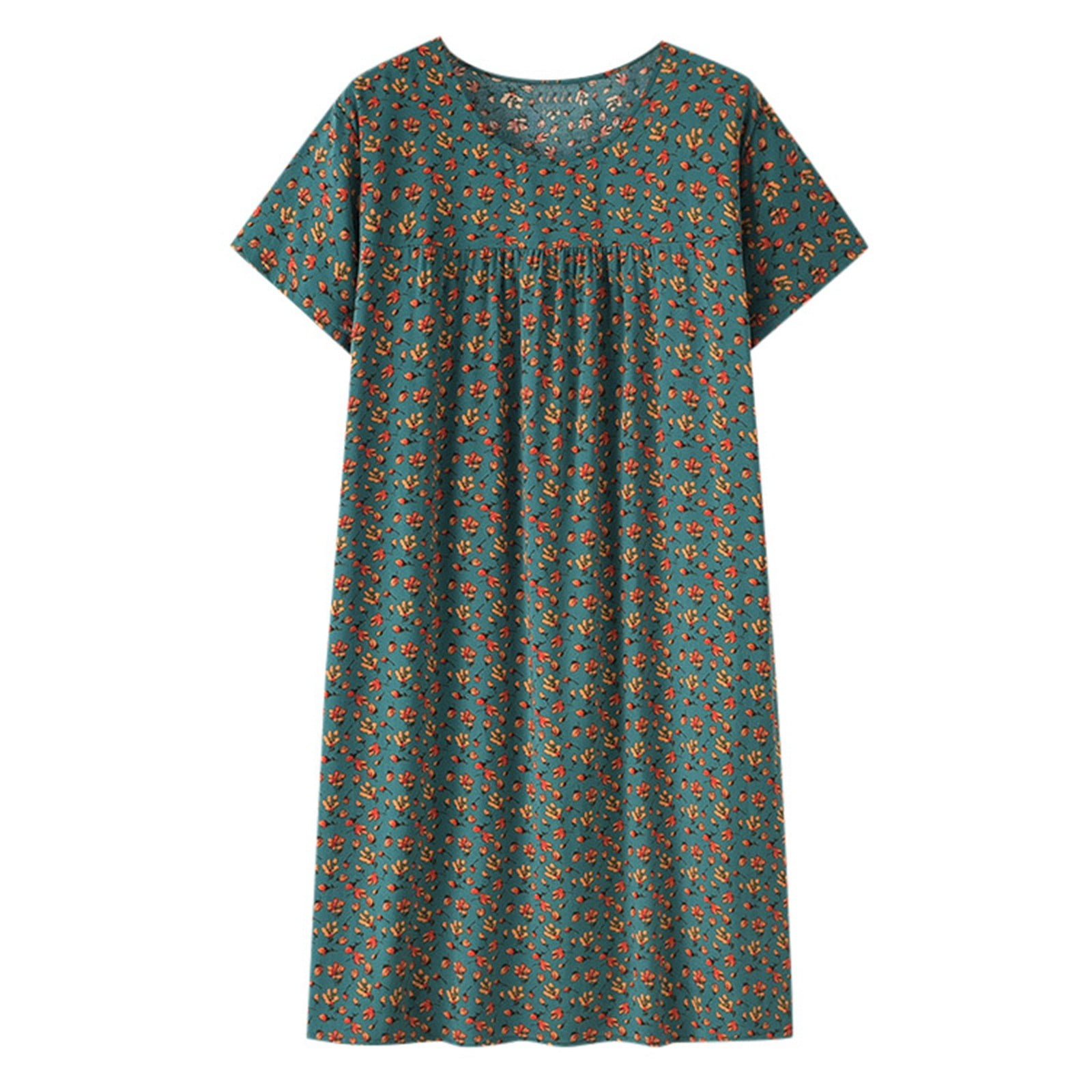 HWeei Women Summer Floral Short Sleeve Nightgown Pajamas Thin ...